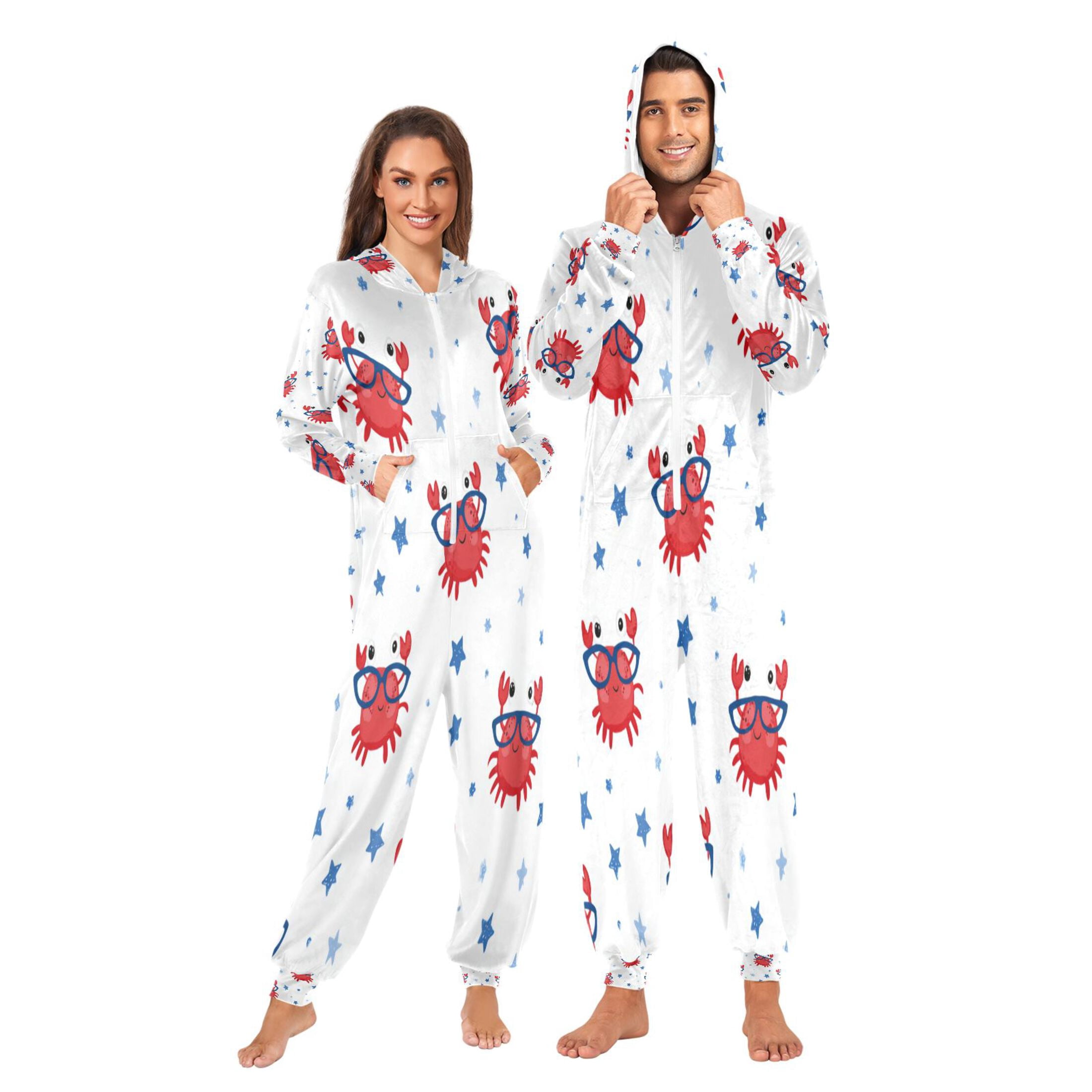 1-Pack Onesie Adult Hooded Pajamas, Soft Fleece Full Zip One Piece ...