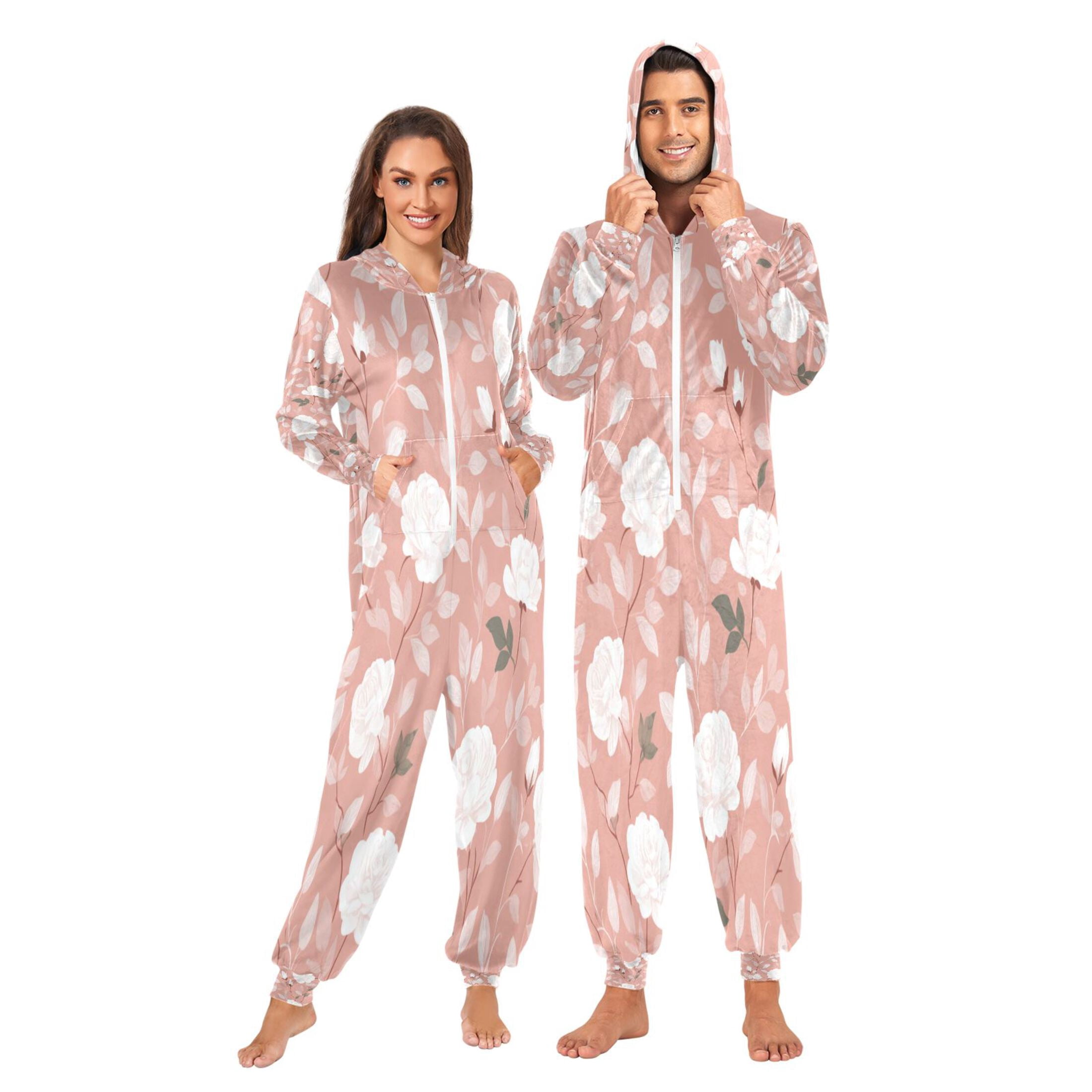 1-Pack Onesie Adult Hooded Pajamas, Soft Fleece Full Zip One Piece ...