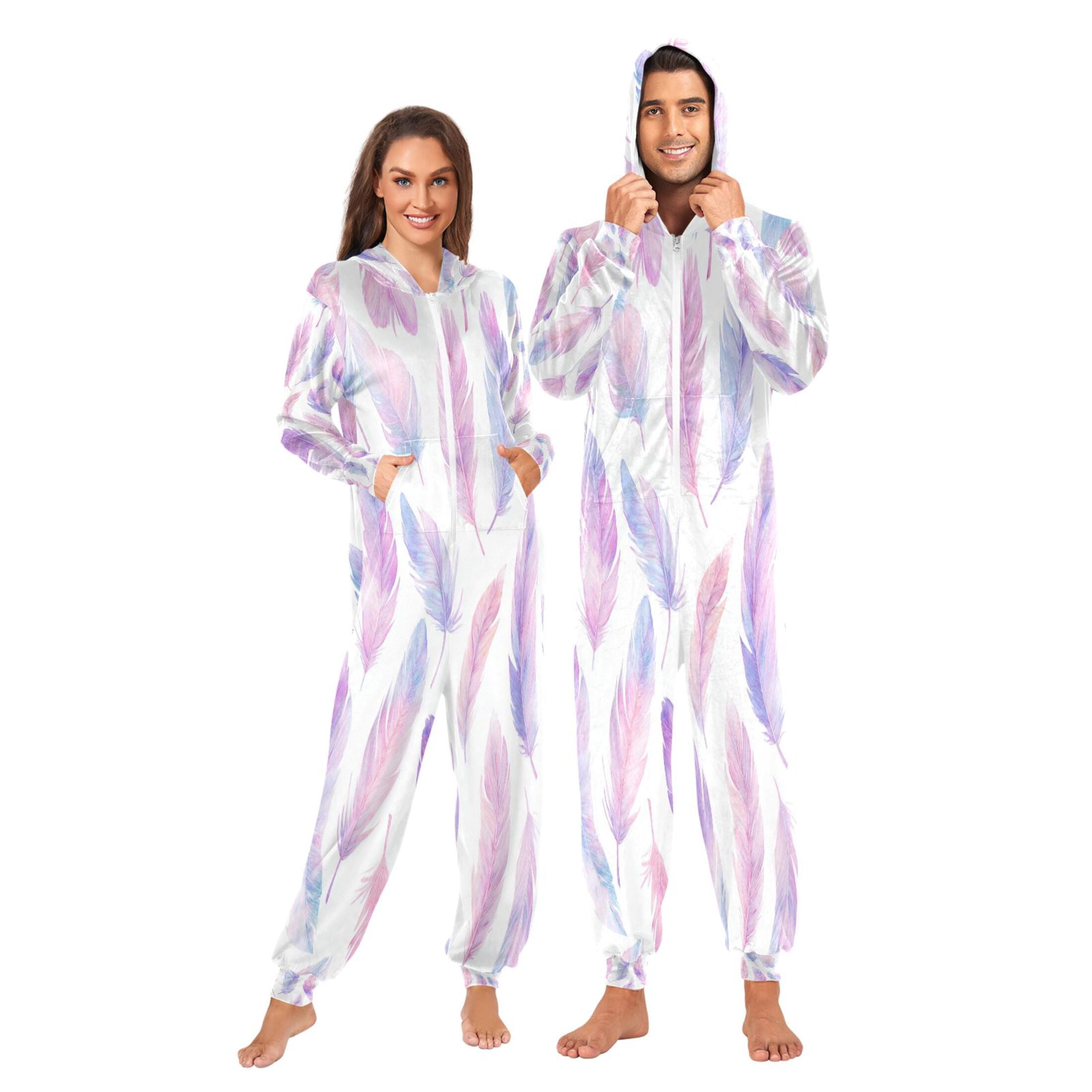 1-Pack Onesie Adult Hooded Pajamas, Soft Fleece Full Zip One Piece ...