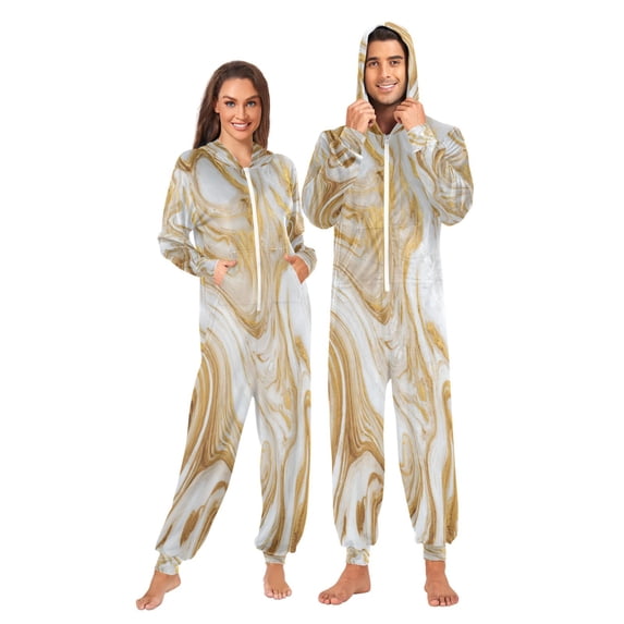 1-Pack Onesie Adult Hooded Pajamas, Soft Fleece Full Zip One Piece ...