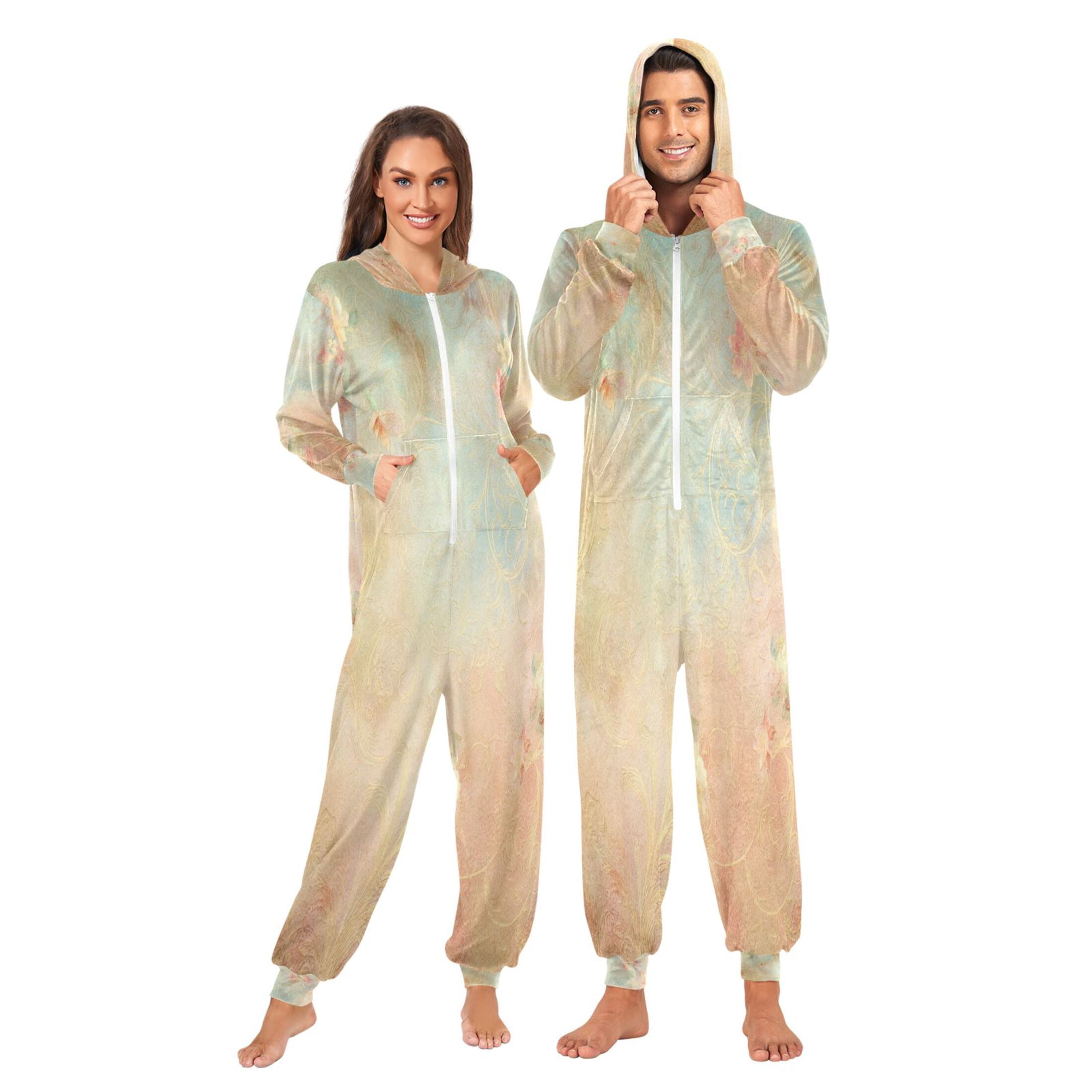 1-Pack Onesie Adult Hooded Pajamas, Soft Fleece Full Zip One Piece ...