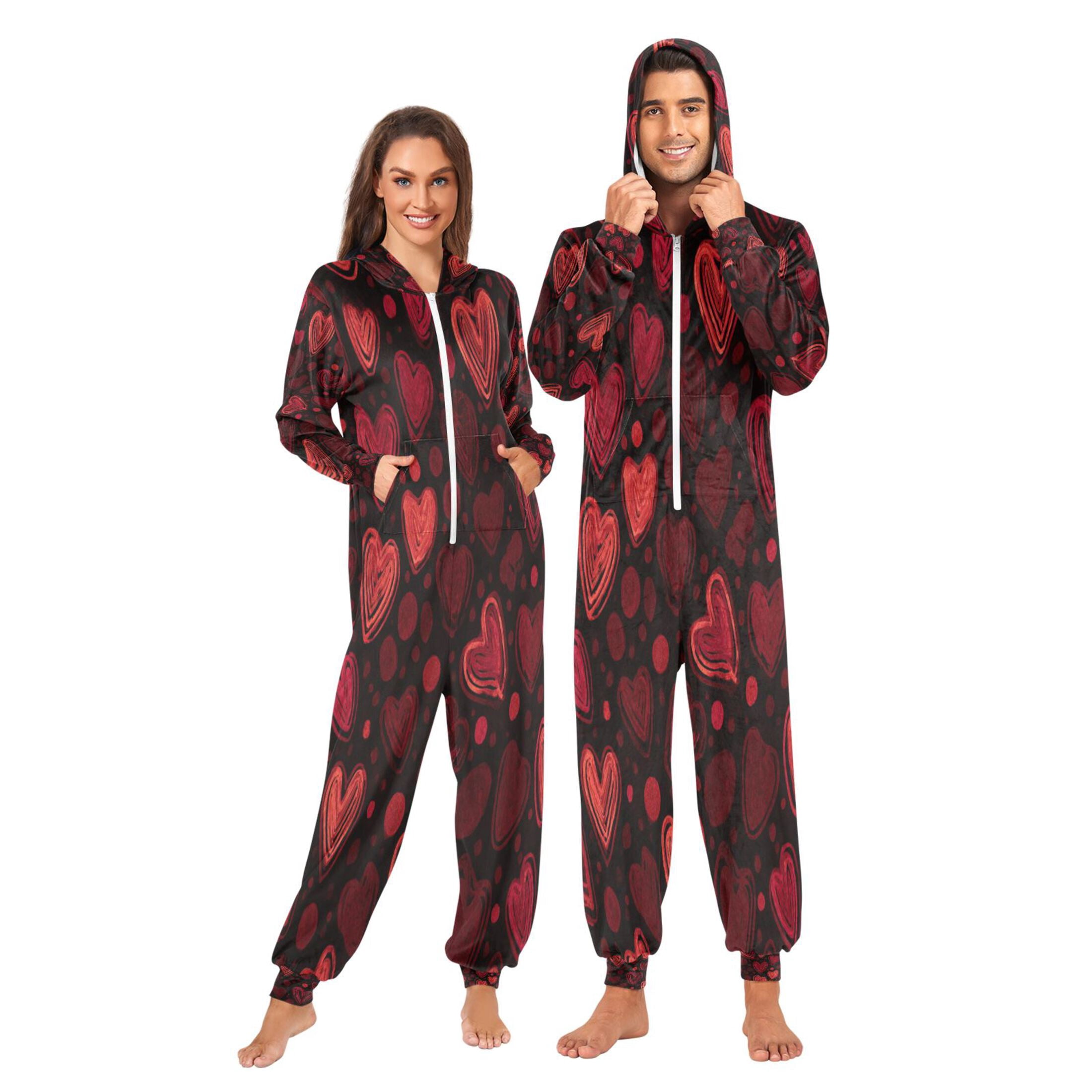 1-Pack Onesie Adult Hooded Pajamas, Soft Fleece Full Zip One Piece ...