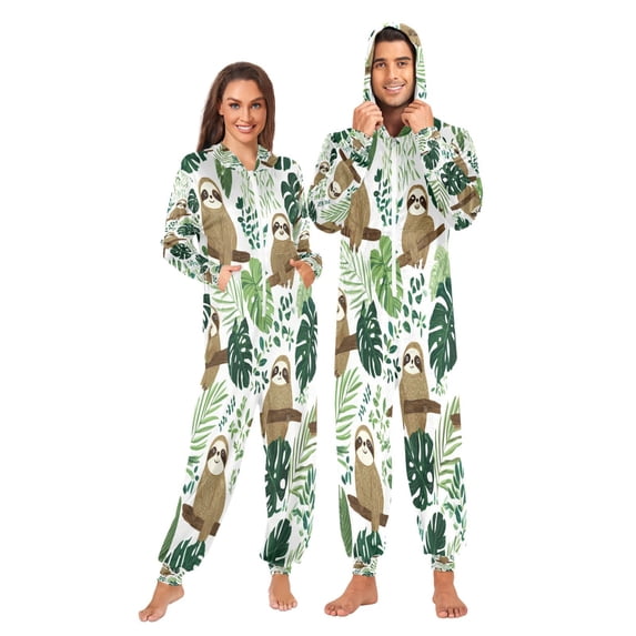 1-Pack Onesie Adult Hooded Pajamas, Soft Fleece Full Zip One Piece ...