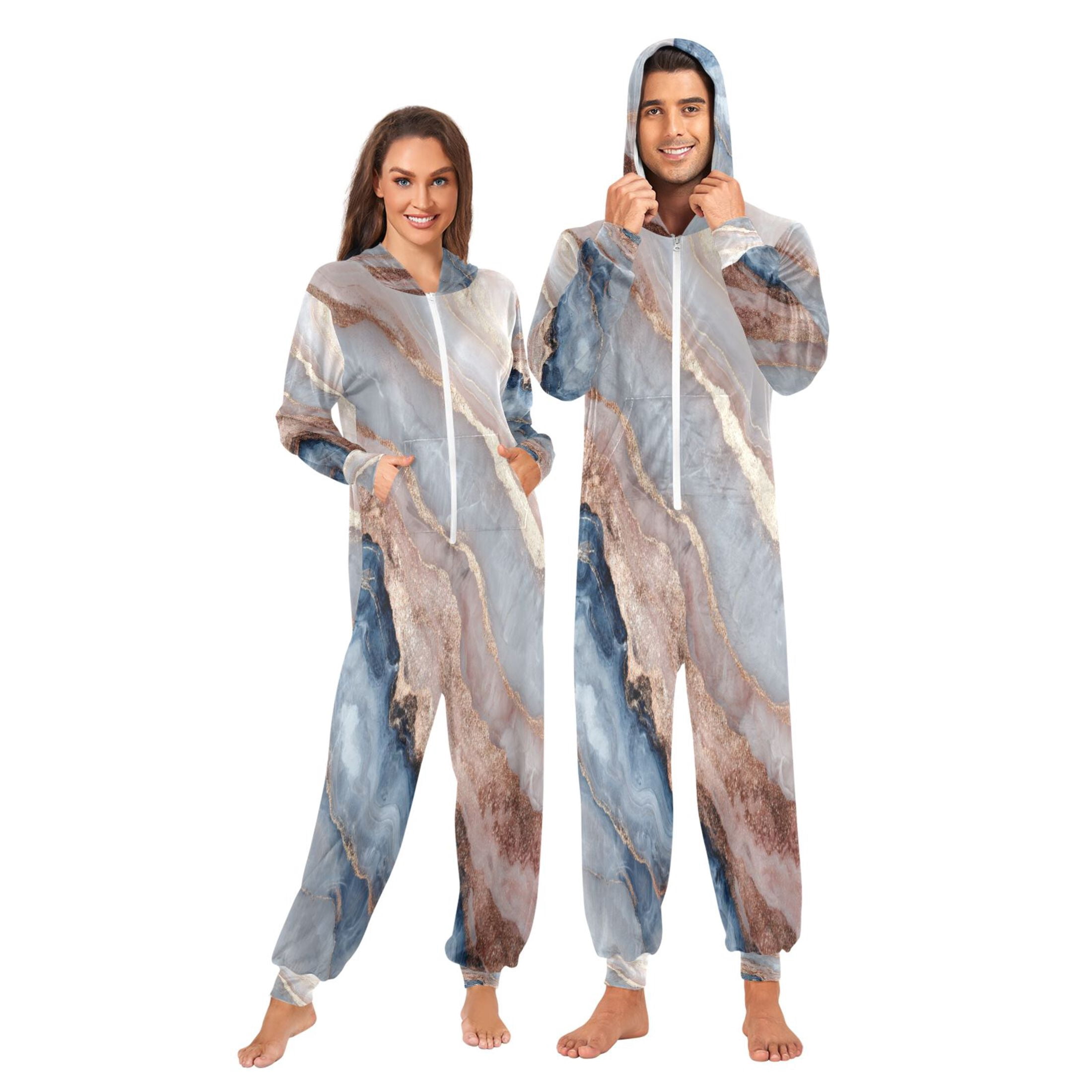 1-Pack Onesie Adult Hooded Pajamas, Soft Fleece Full Zip One Piece ...