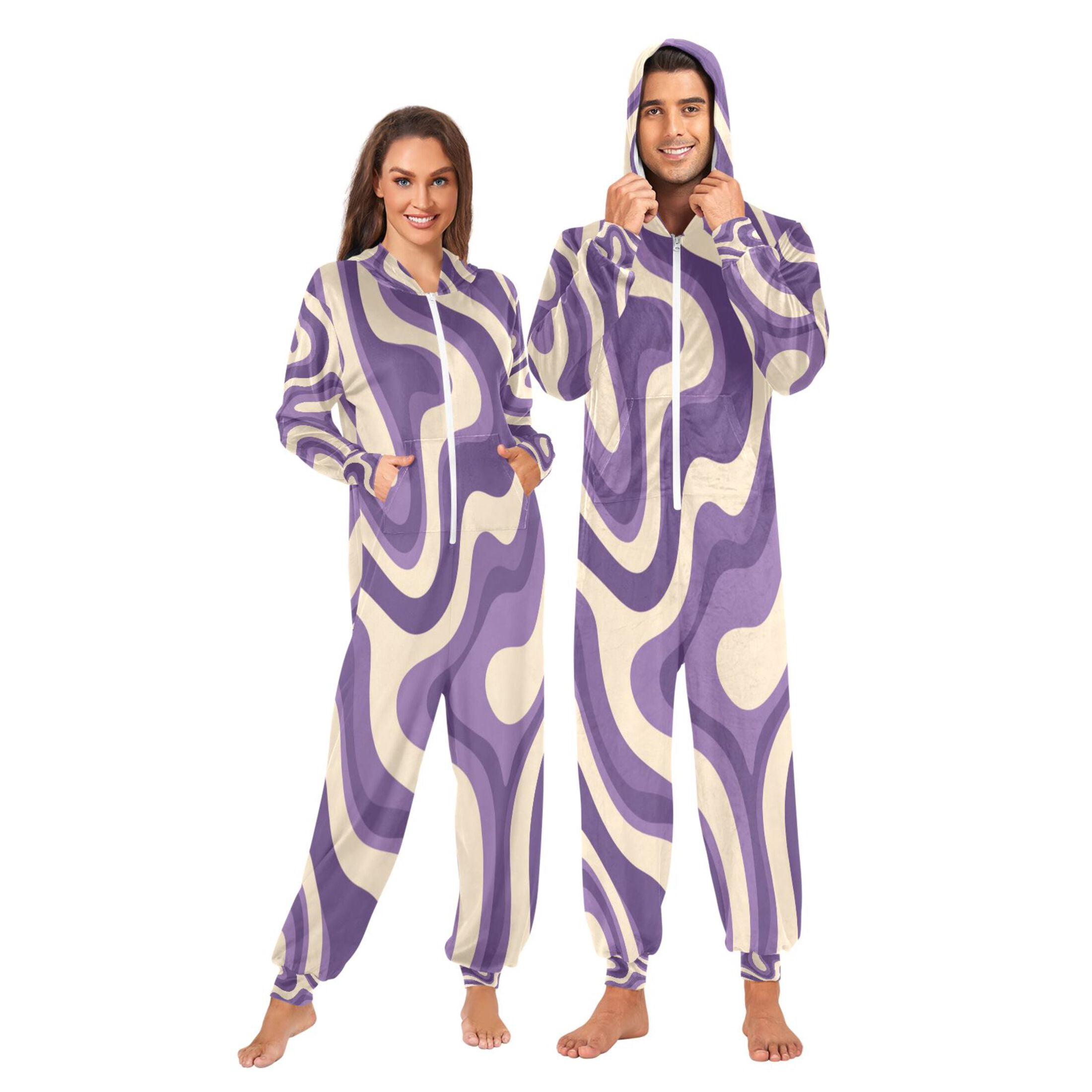 1-Pack Onesie Adult Hooded Pajamas, Soft Fleece Full Zip One Piece ...