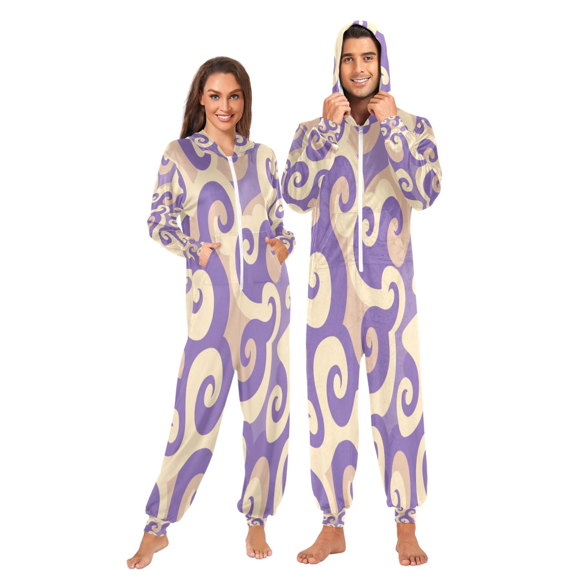 1-Pack Onesie Adult Hooded Pajamas, Soft Fleece Full Zip One Piece ...