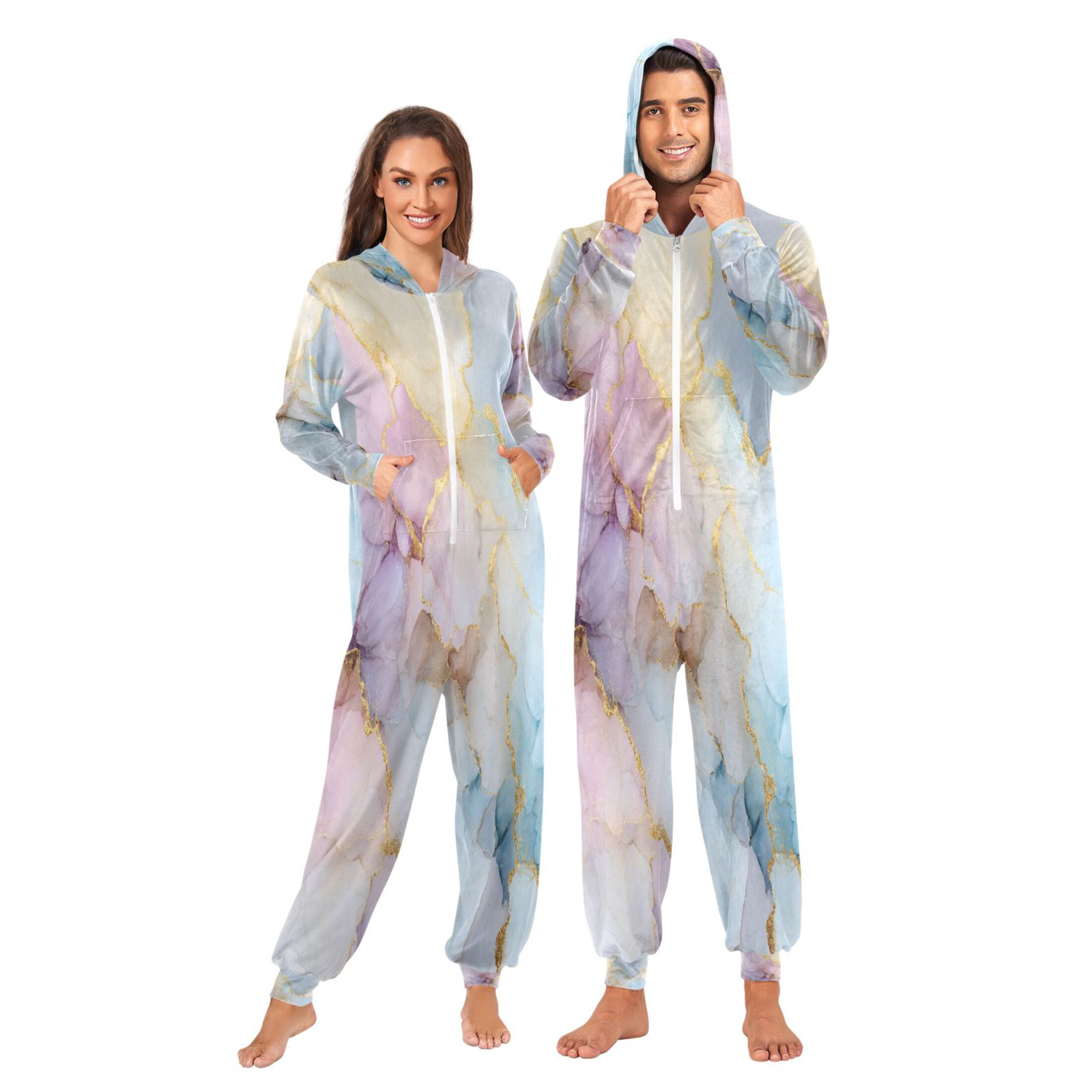 1-Pack Onesie Adult Hooded Pajamas, Soft Fleece Full Zip One Piece ...