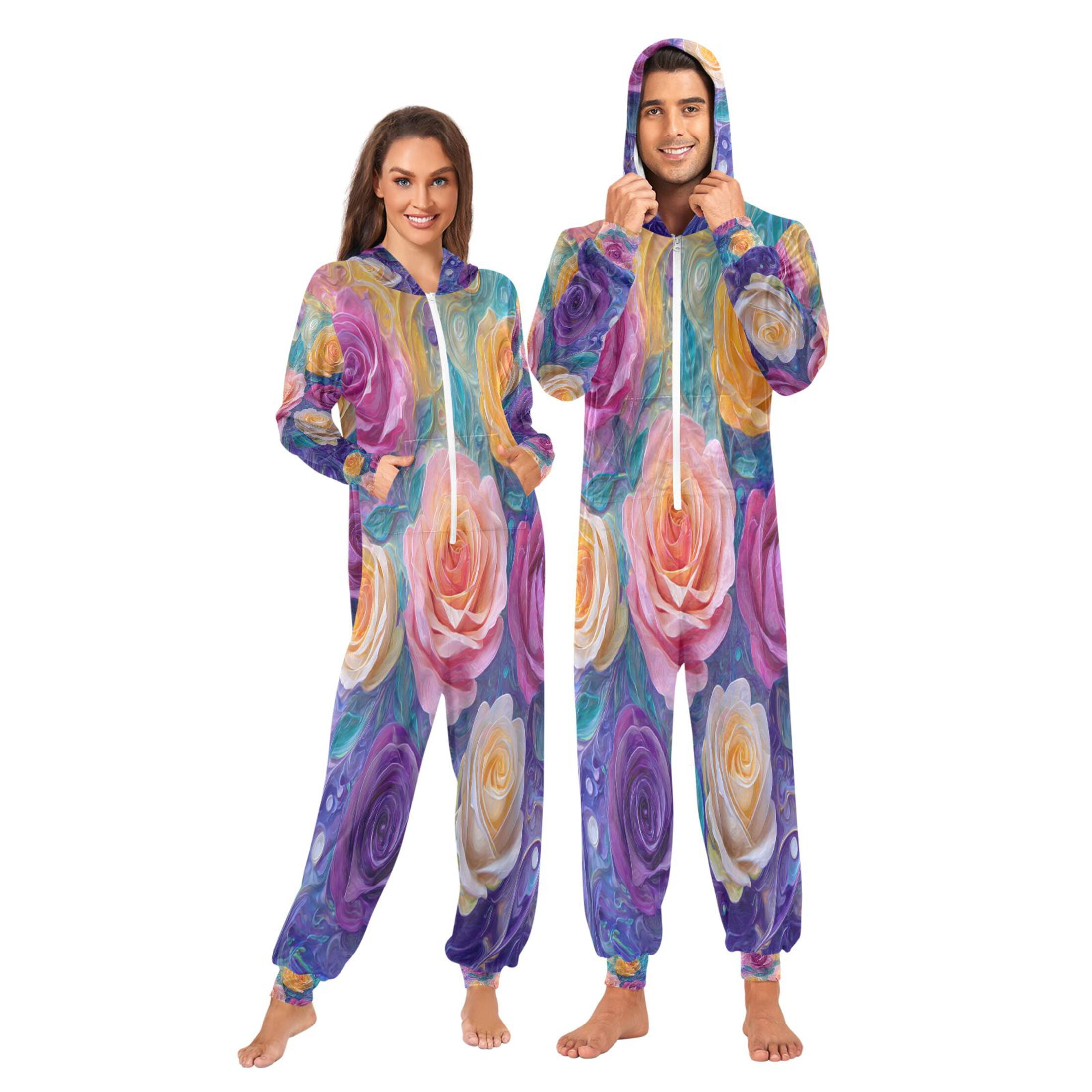 1-Pack Onesie Adult Hooded Pajamas, Soft Fleece Full Zip One Piece ...