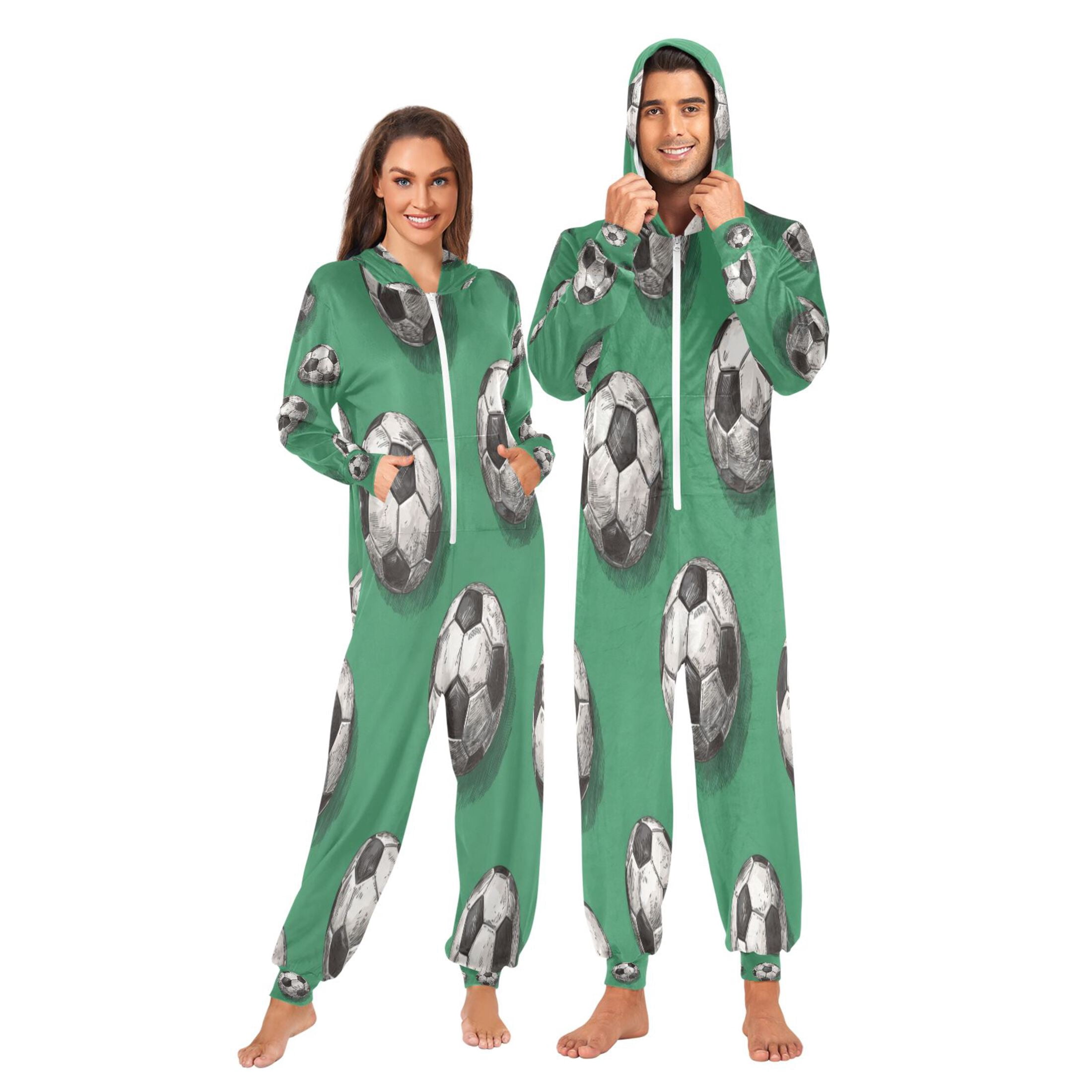 1-Pack Onesie Adult Hooded Pajamas, Soft Fleece Full Zip One Piece ...