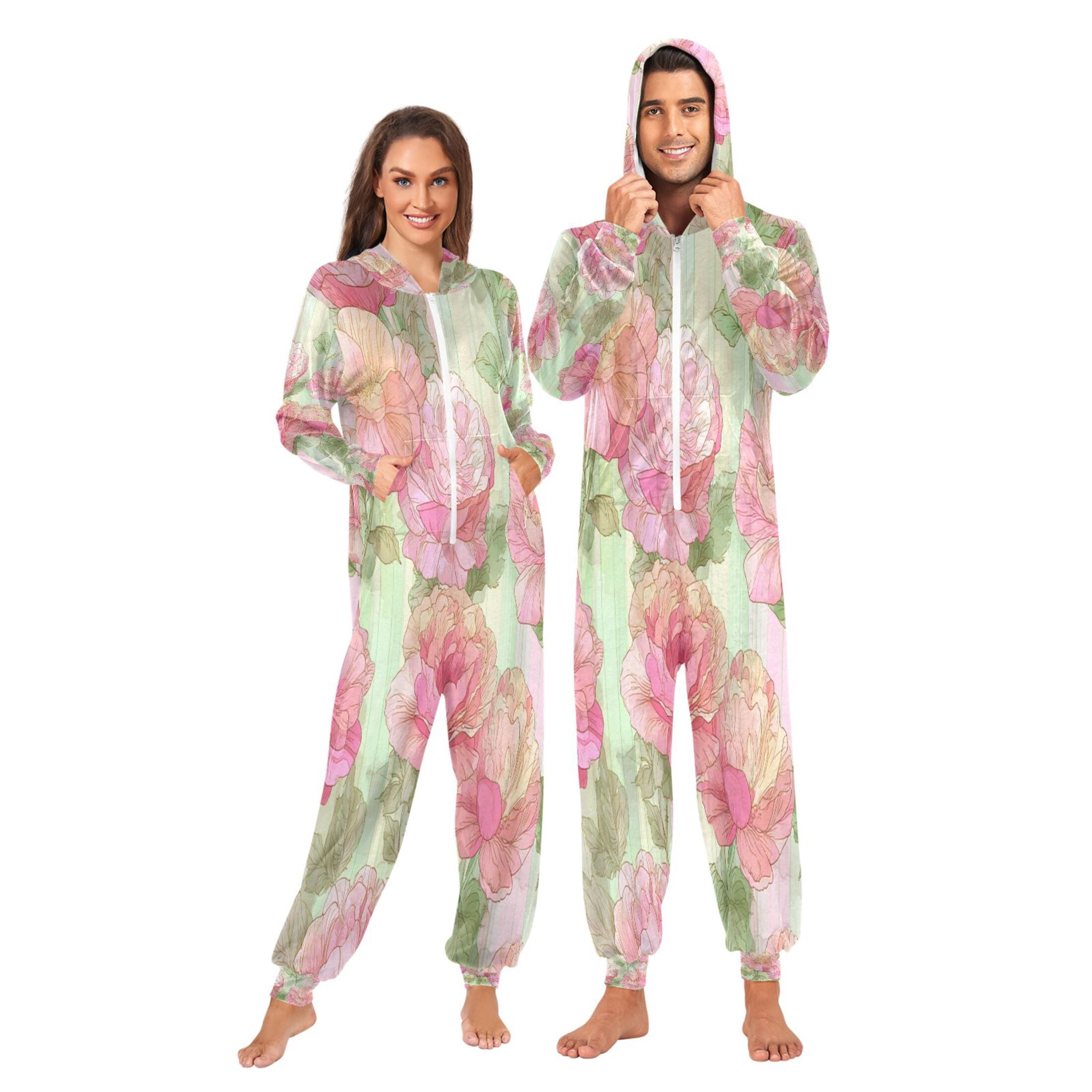 1-Pack Onesie Adult Hooded Pajamas, Soft Fleece Full Zip One Piece ...