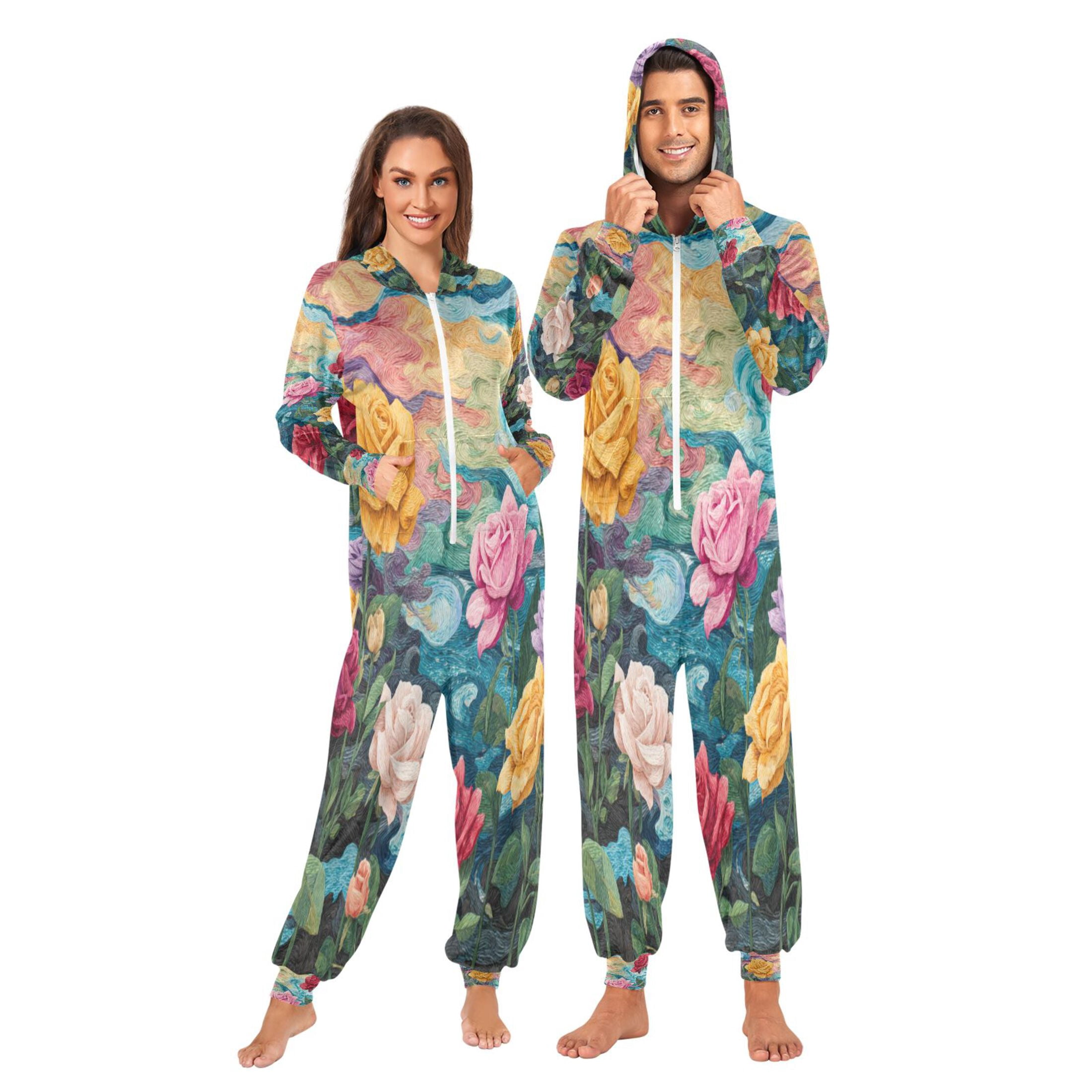 1-Pack Onesie Adult Hooded Pajamas, Soft Fleece Full Zip One Piece ...