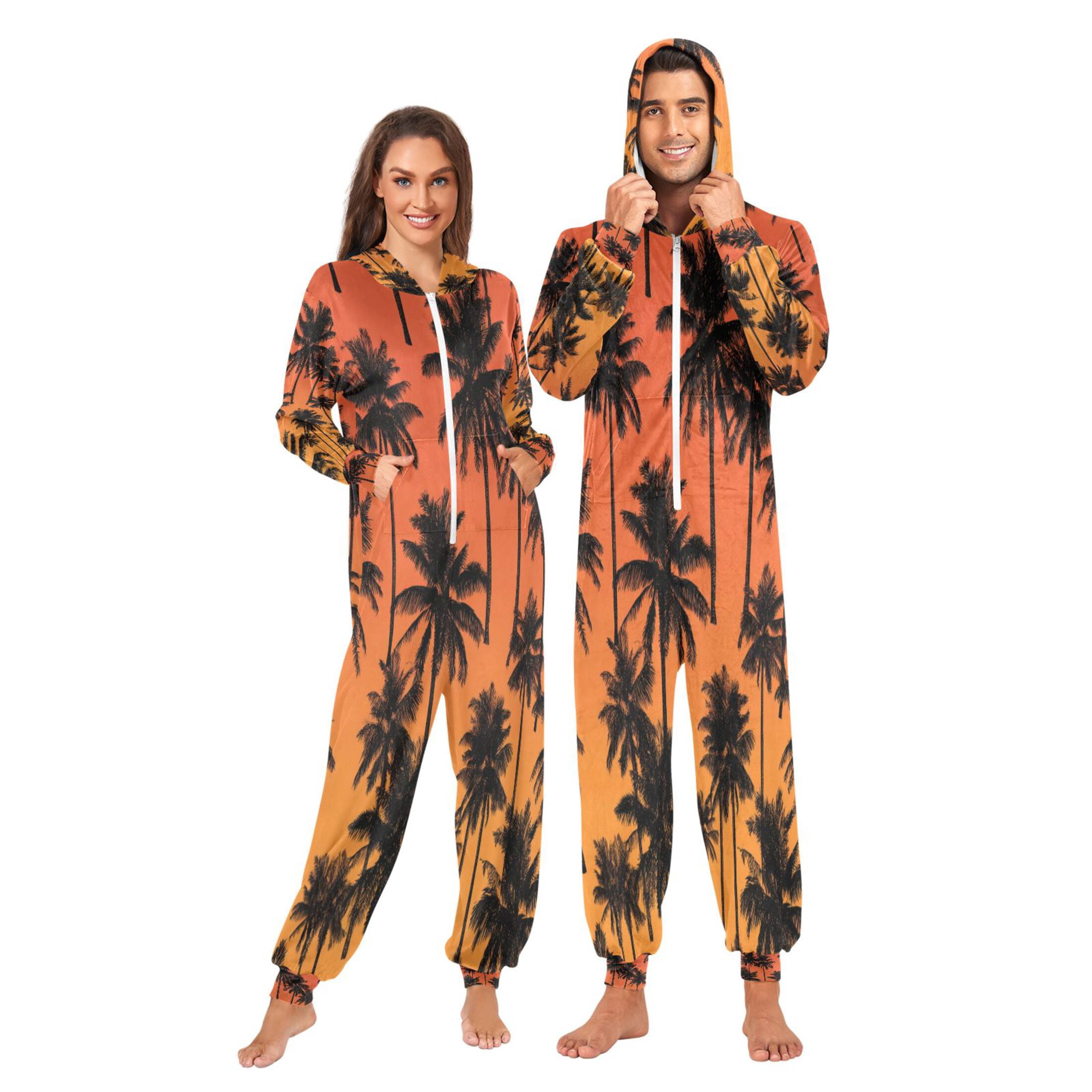 1-Pack Onesie Adult Hooded Pajamas, Soft Fleece Full Zip One Piece ...