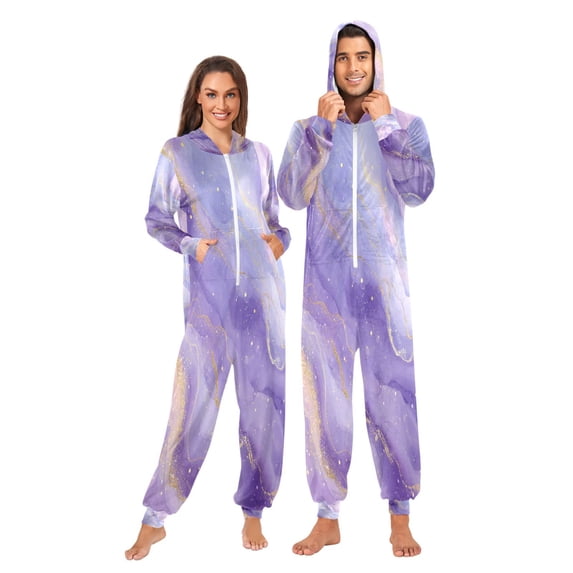 1-Pack Onesie Adult Hooded Pajamas, Soft Fleece Full Zip One Piece ...