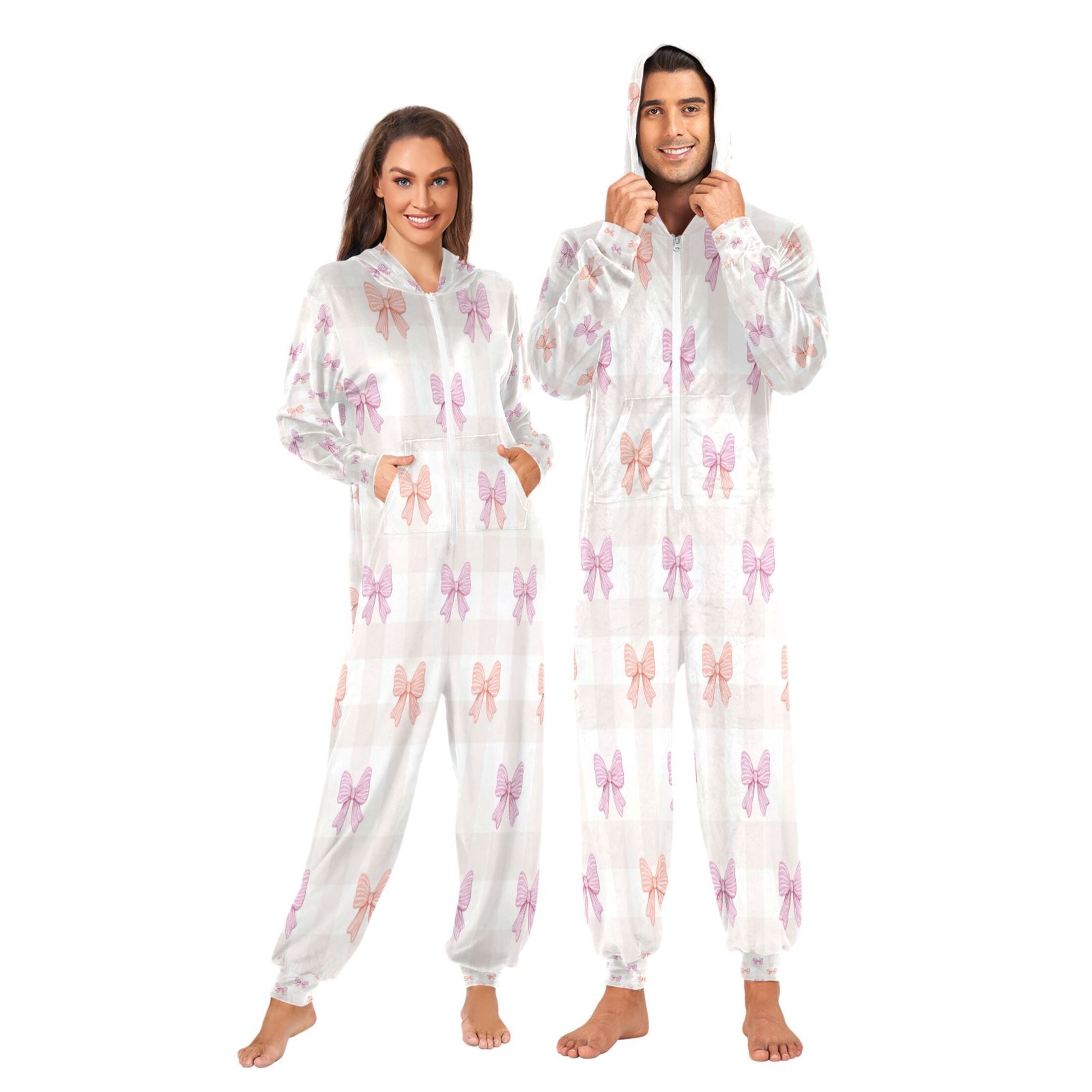 1-Pack Onesie Adult Hooded Pajamas, Soft Fleece Full Zip One Piece ...