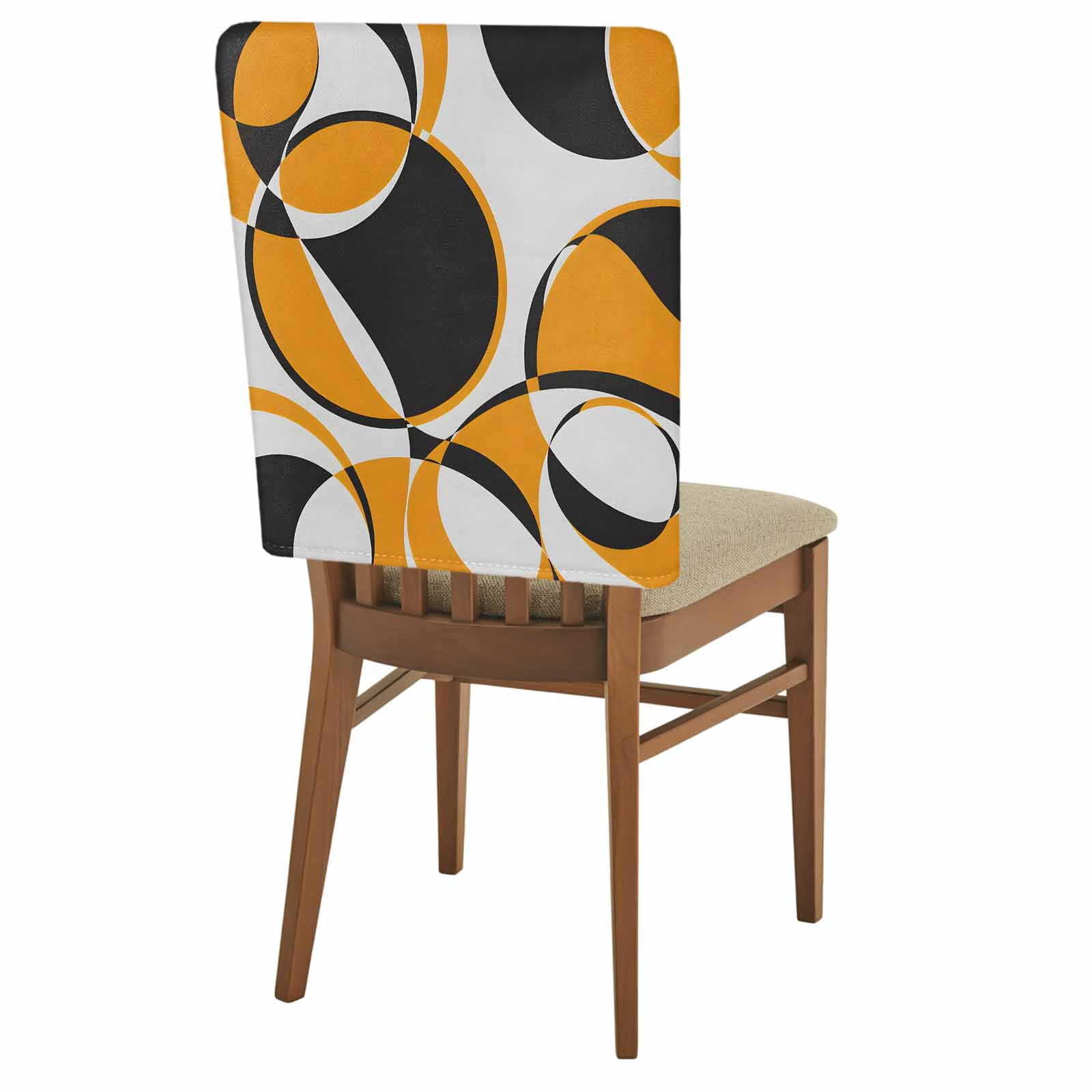 1 Pack Orange Black Chair Back Covers Abstract Grey Black Orange Round ...