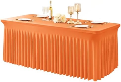 1 Pack Orange Table Clothes for 6 Foot Rectangle Tables, One-Piece ...