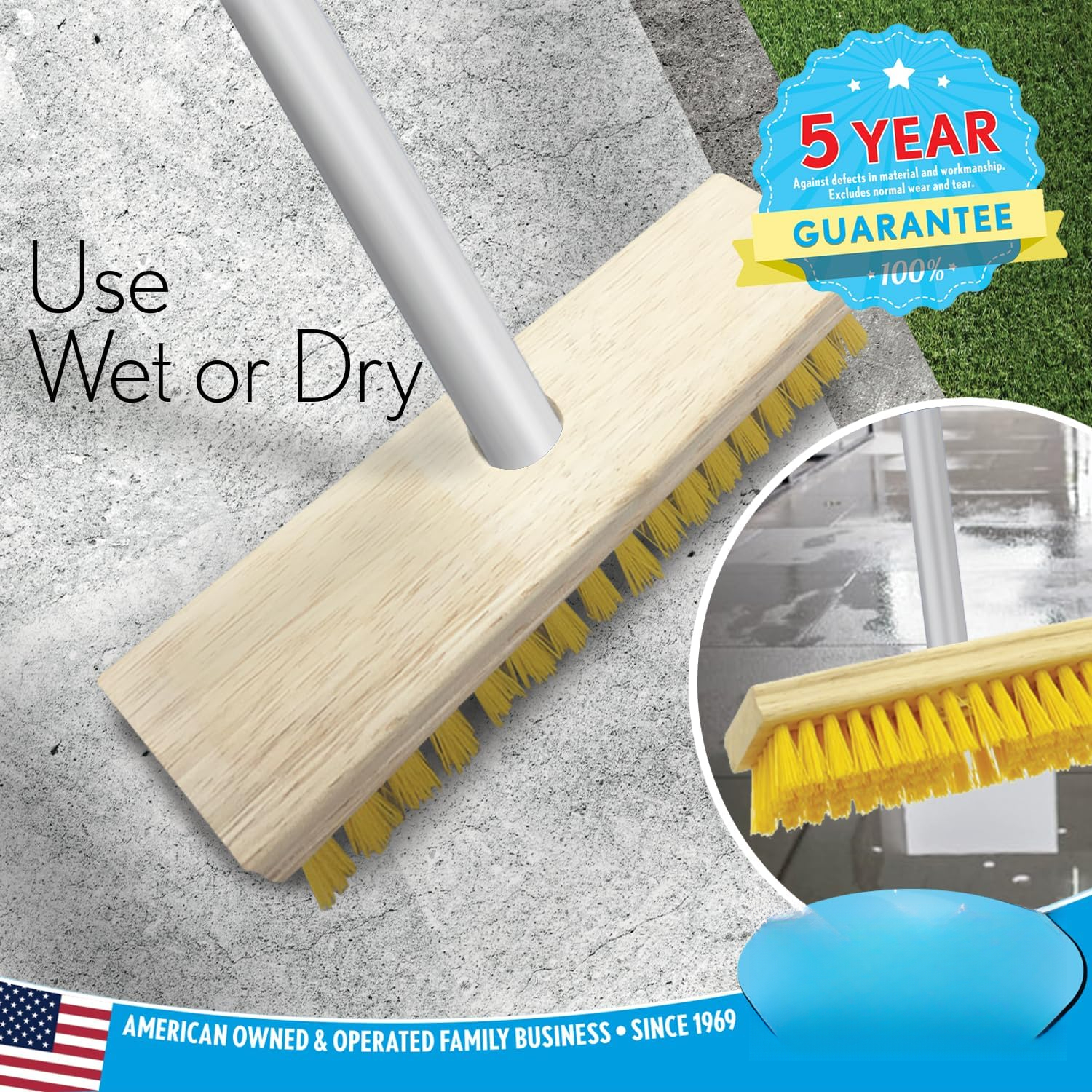 1-Pack Outdoor Deck Scrub Brush Durable Bristles for Patio Deck Dirt ...