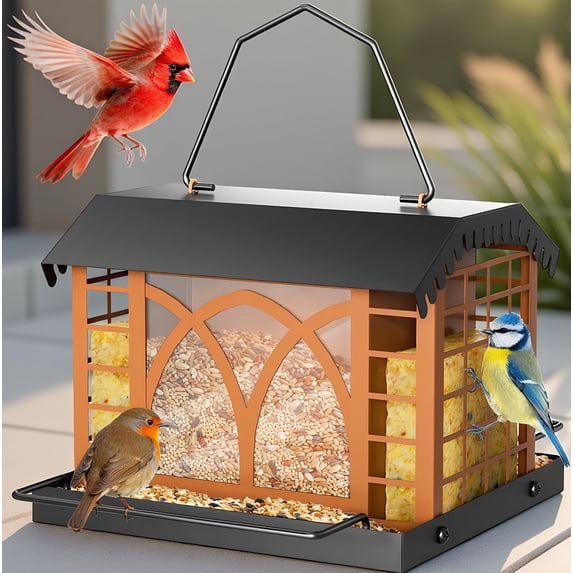 1 Pack Outdoor Hanging Bird Feeder with Suet Cage, 3.5 LB, Heavy-Duty ...