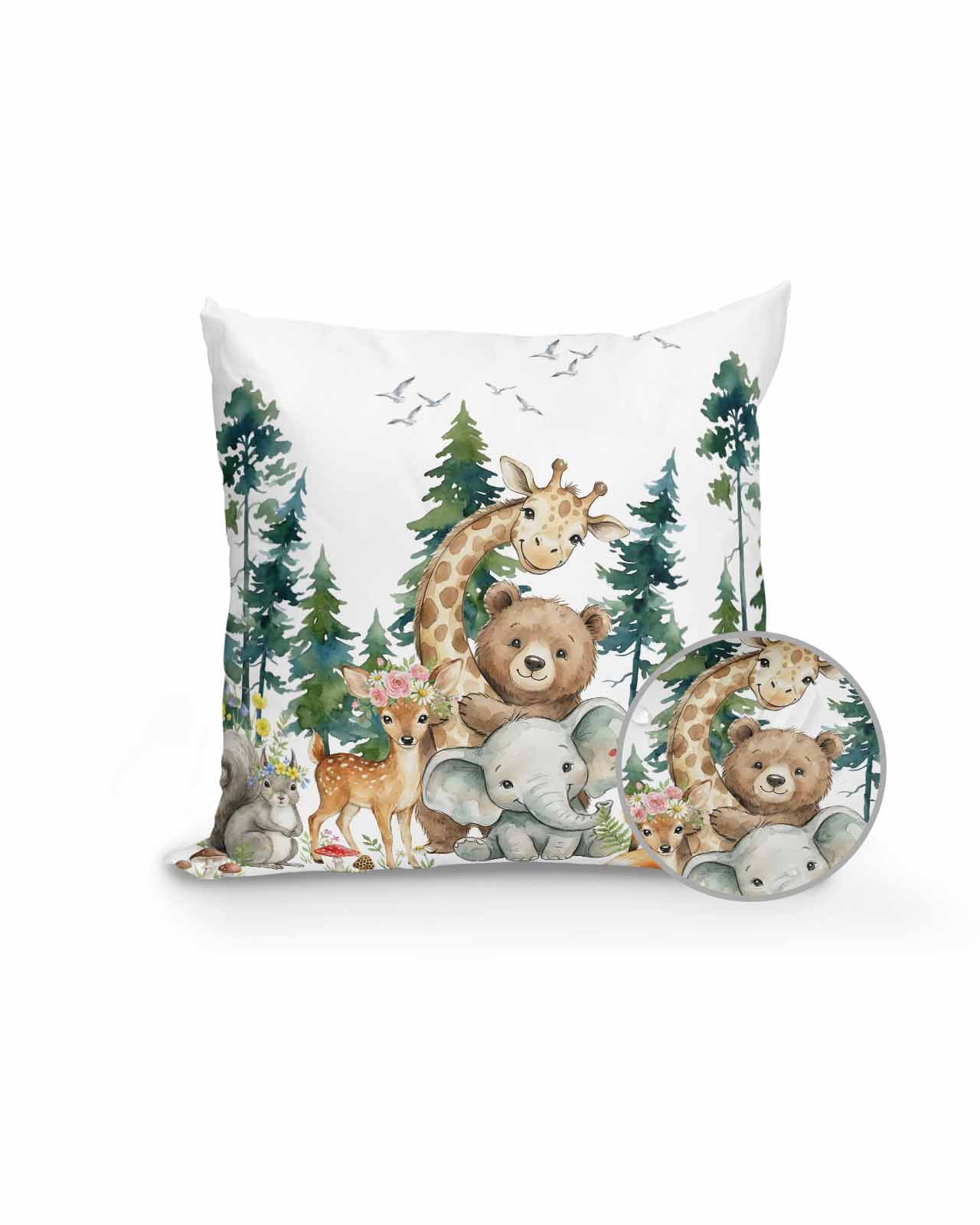 1 Pack Outdoor Pillows Waterproof, Animals Forest Indoor/Outdoor Throw ...