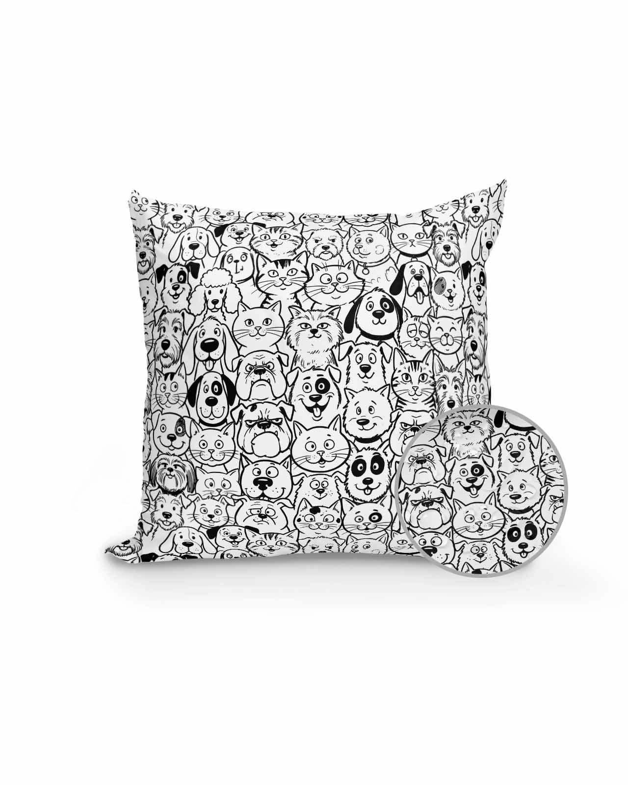 1 Pack Outdoor Pillows Waterproof, Black Cute Dog Cat Indoor/Outdoor ...