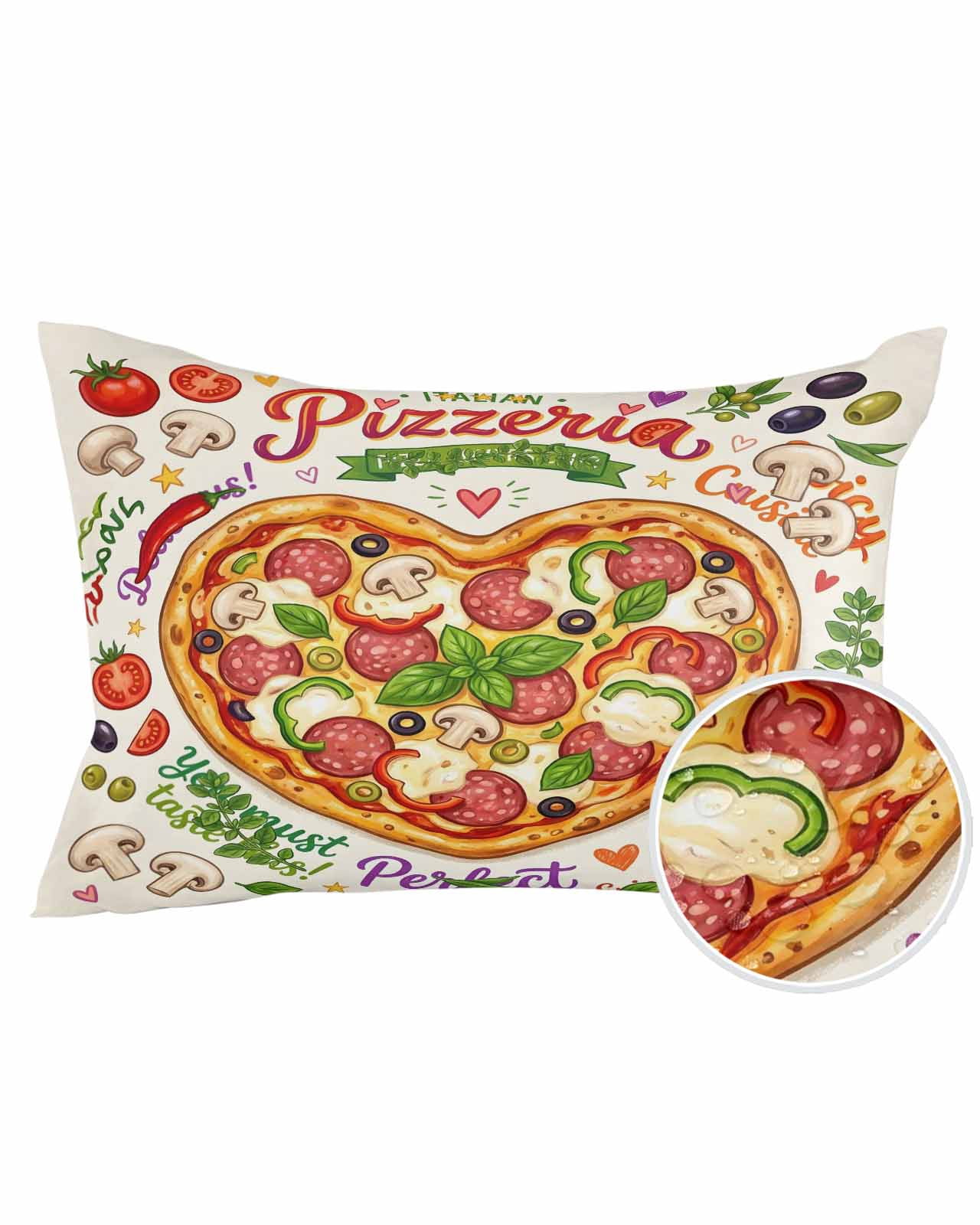 1 Pack Outdoor Pillows Waterproof, Pizza Delicacy Indoor/Outdoor Throw ...
