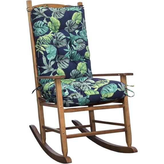 1 Pack Outdoor Rocking Chair Cushion Floral Wicker Chair Seat Pad with ...