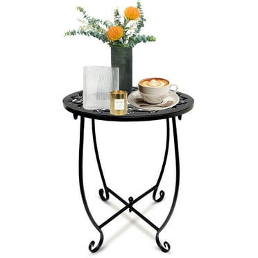 Noble House Iron Patio End Accent Table, Lassen Outdoor Metal 16 Inch ...