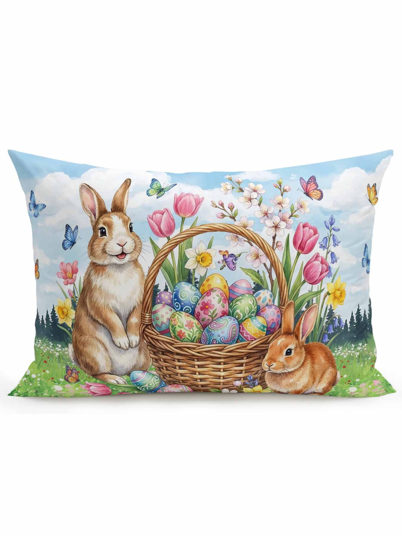 1 Pack Outdoor Throw Pillow, Happy Easter Waterproof Pillow with Insert ...