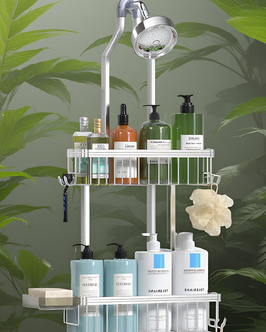 1 Pack Over Showerhead Shower Organizer, 2-Tier Aluminum Hanging Rack ...