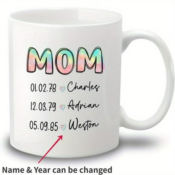 1 Pack Personalized Mom Birthday Coffee Mug Custom Name Birth Date ...