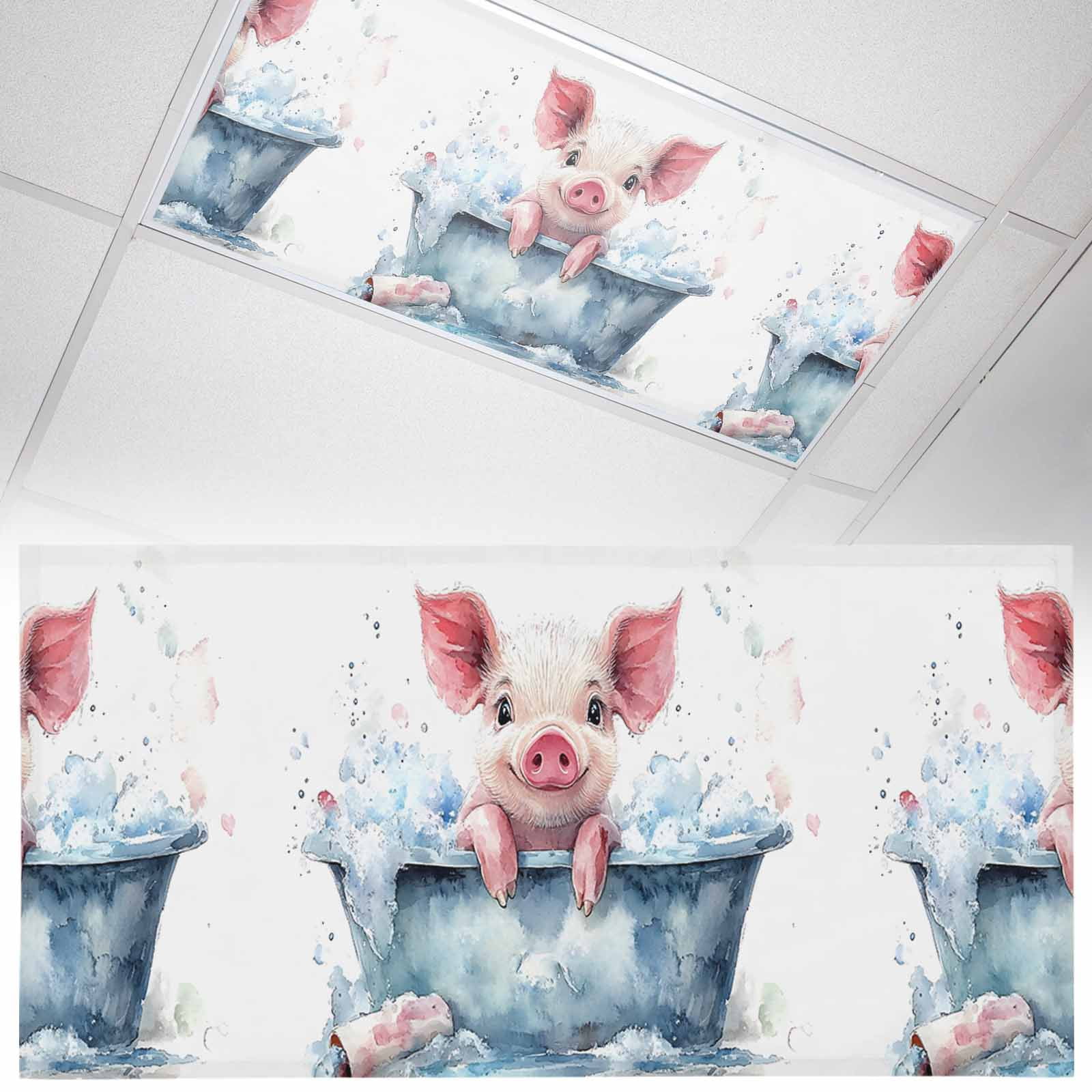1 Pack Pig Taking Fluorescent Light Covers for Ceiling Lights A Bath ...