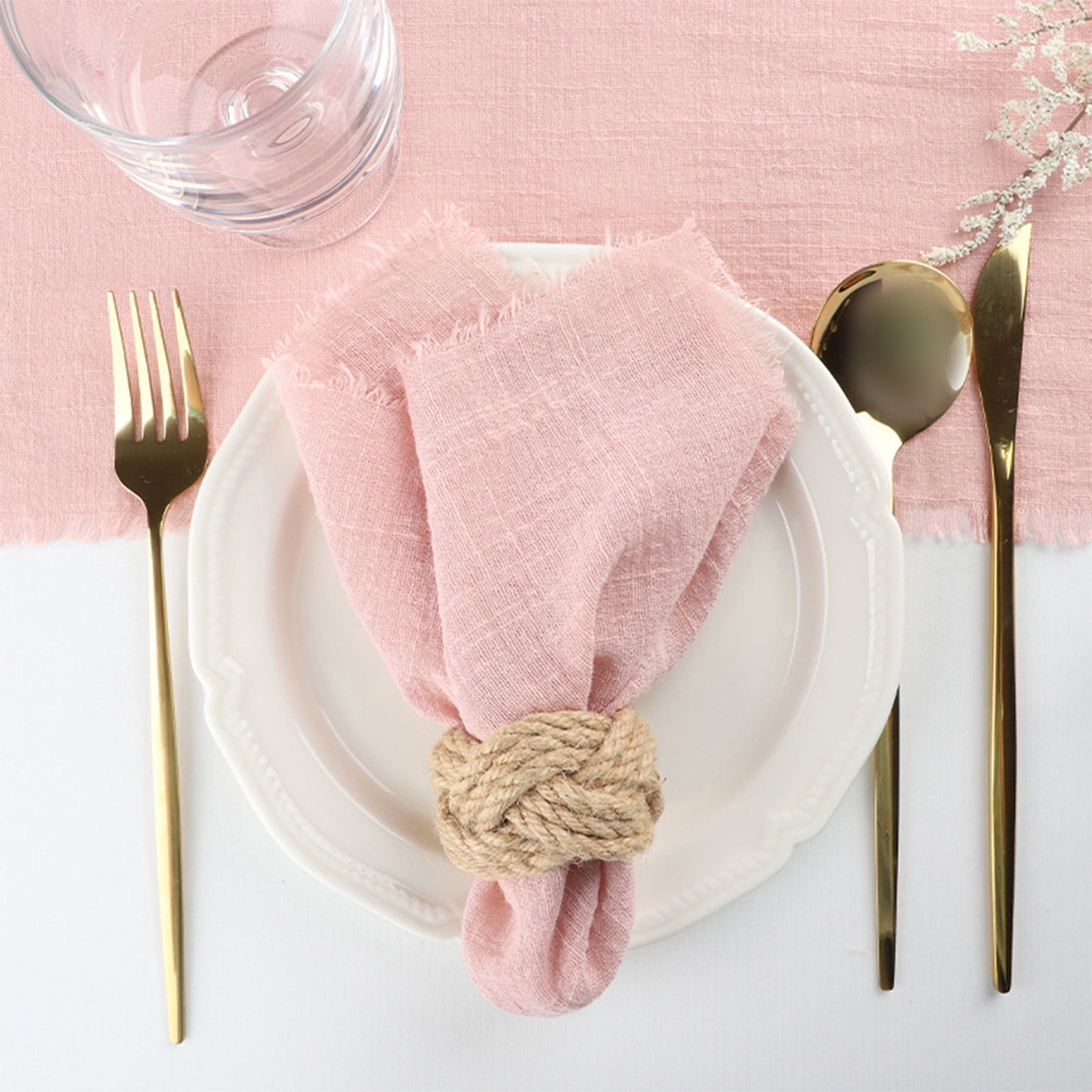 1 Pack Pink Cotton Linen Napkins with Fringe Pink Cloth Napkins Boho ...