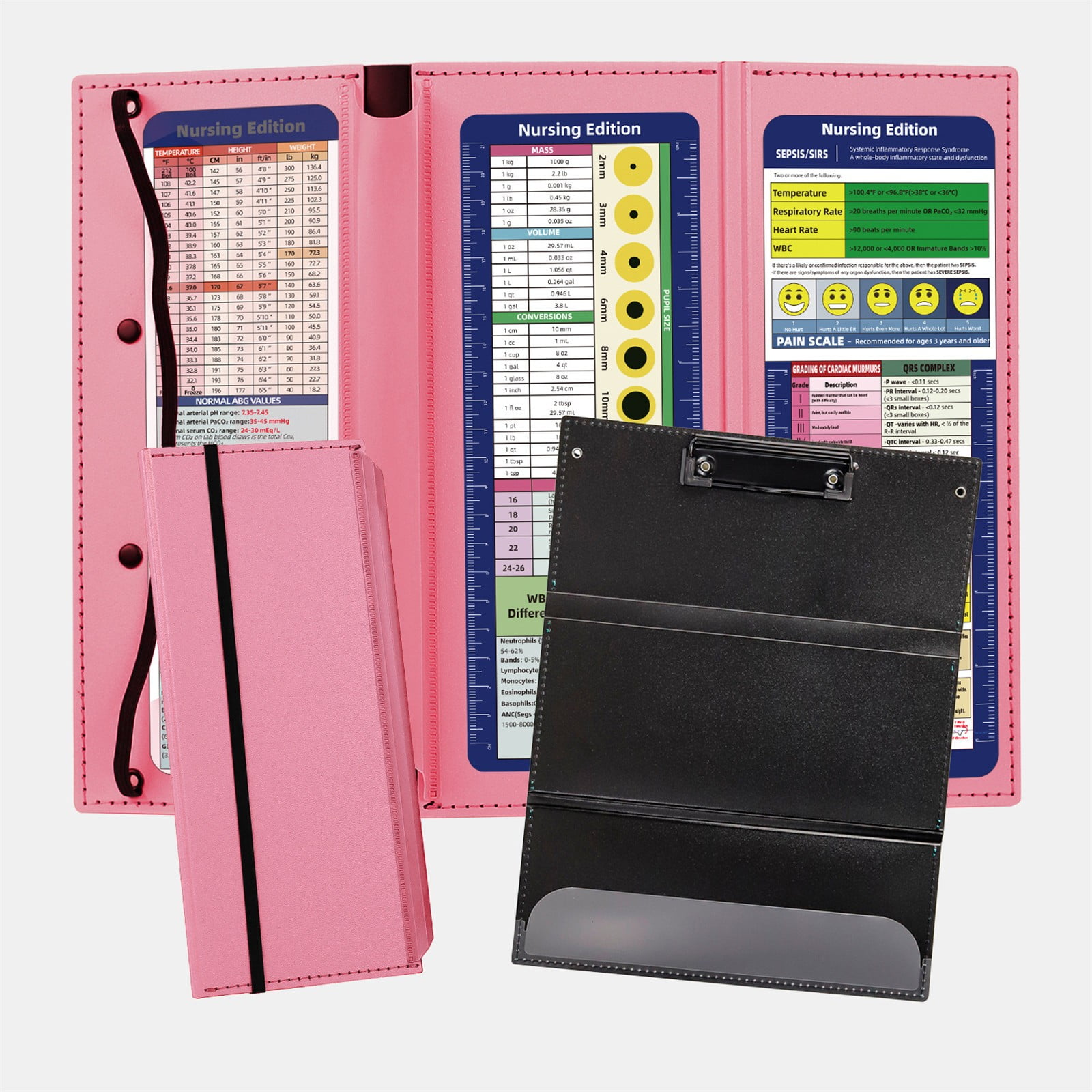1 Pack Pink Foldable Clipboard, Foldable Clipboard Nursing, 3 Folding Clipboard, Quick Access ...