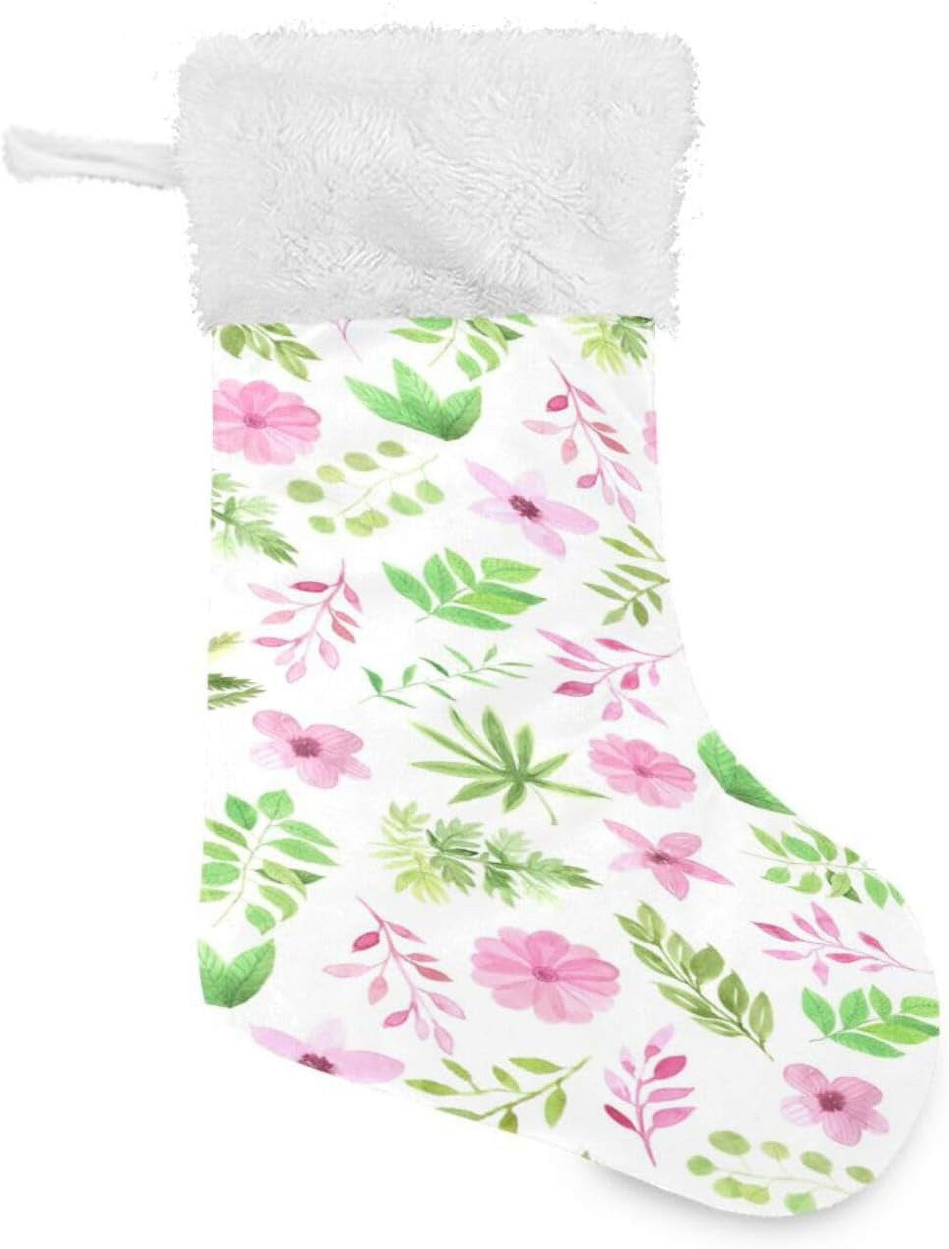 1 Pack Pink Garden Plants Christmas Stockings 17.7 Inch Gift Holders ...