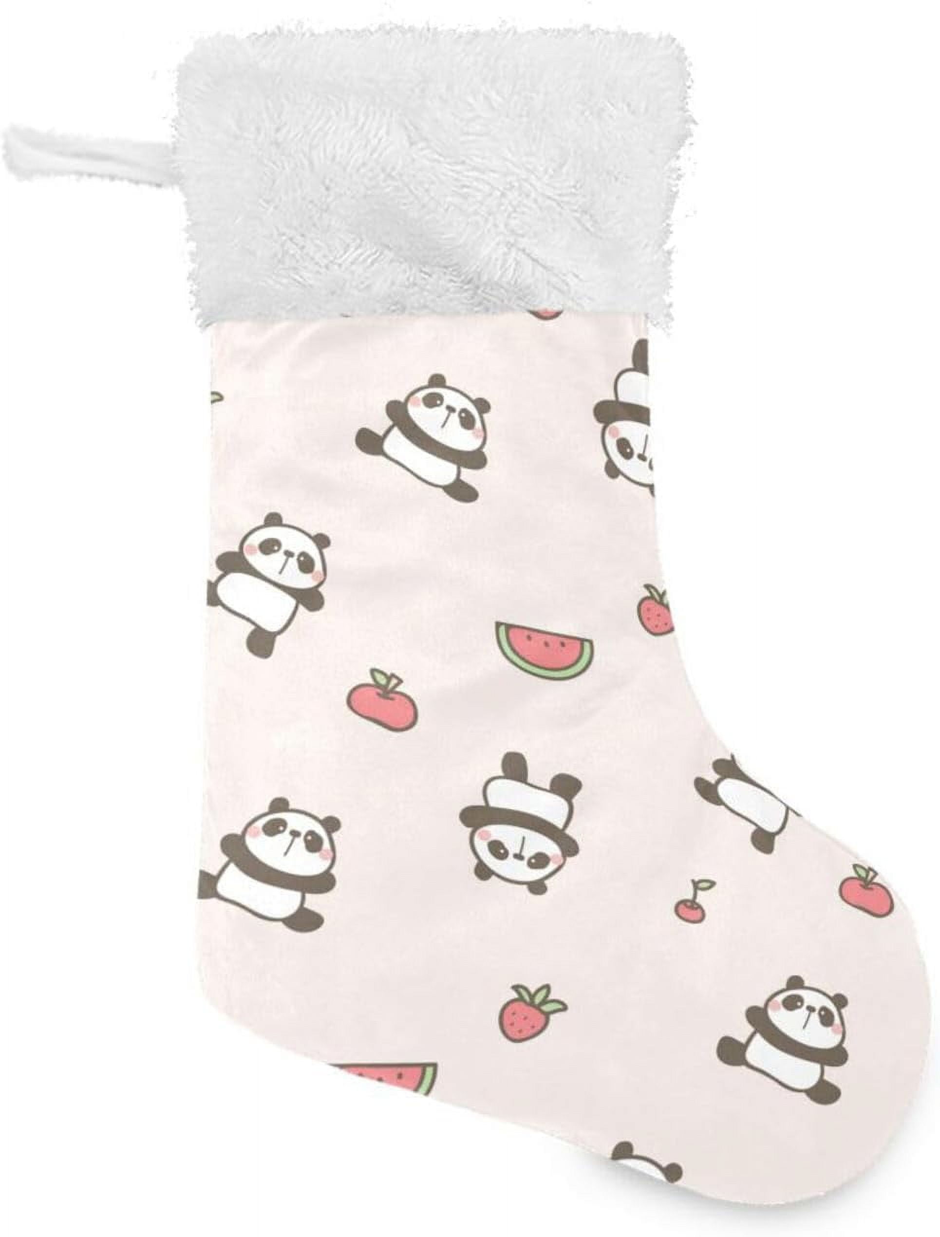 1 Pack Pink Panda Christmas Stockings 17.7 Inch Gift Holders for Party Holiday Decorations ...