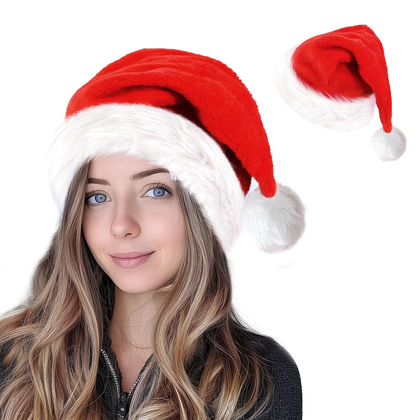 1 Pack Plush Christmas Hat for Men and Women, Comfortable Velvet Red ...