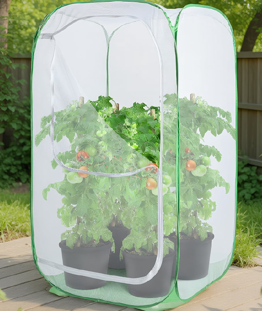 1-Pack Pop-Up Garden Plant Cover Cage, 24x24x36 Inch, Pest and Bird ...