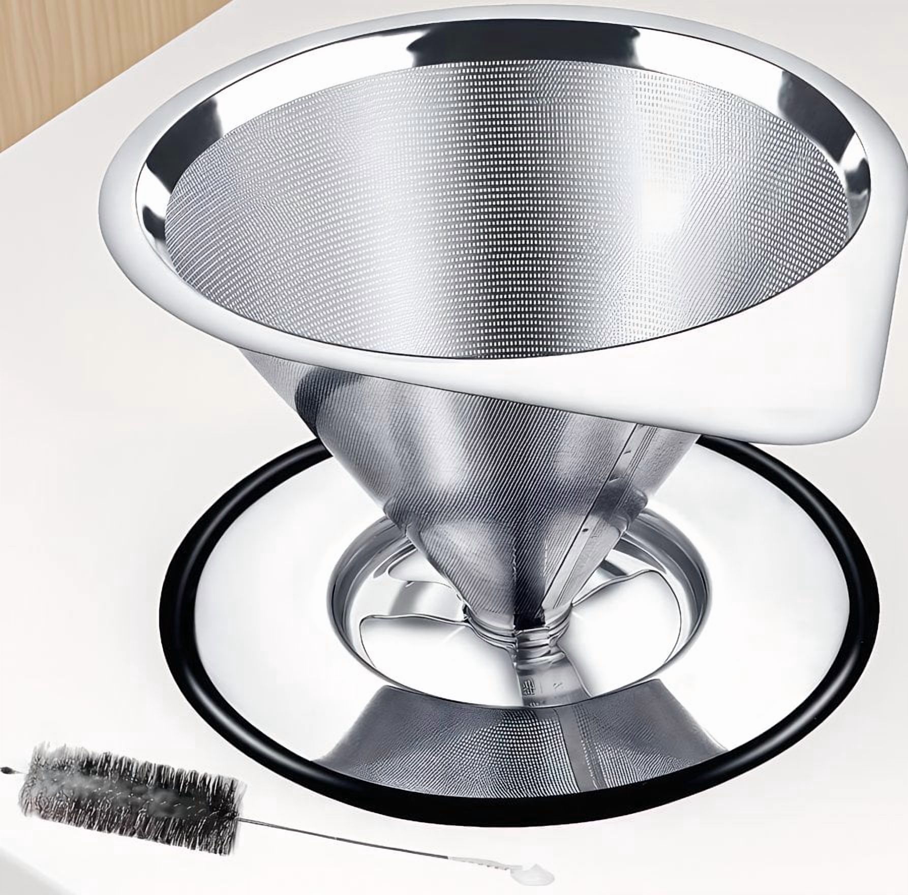 1-Pack Pour Over Coffee Dripper Stainless Steel Reusable Cone Filter ...