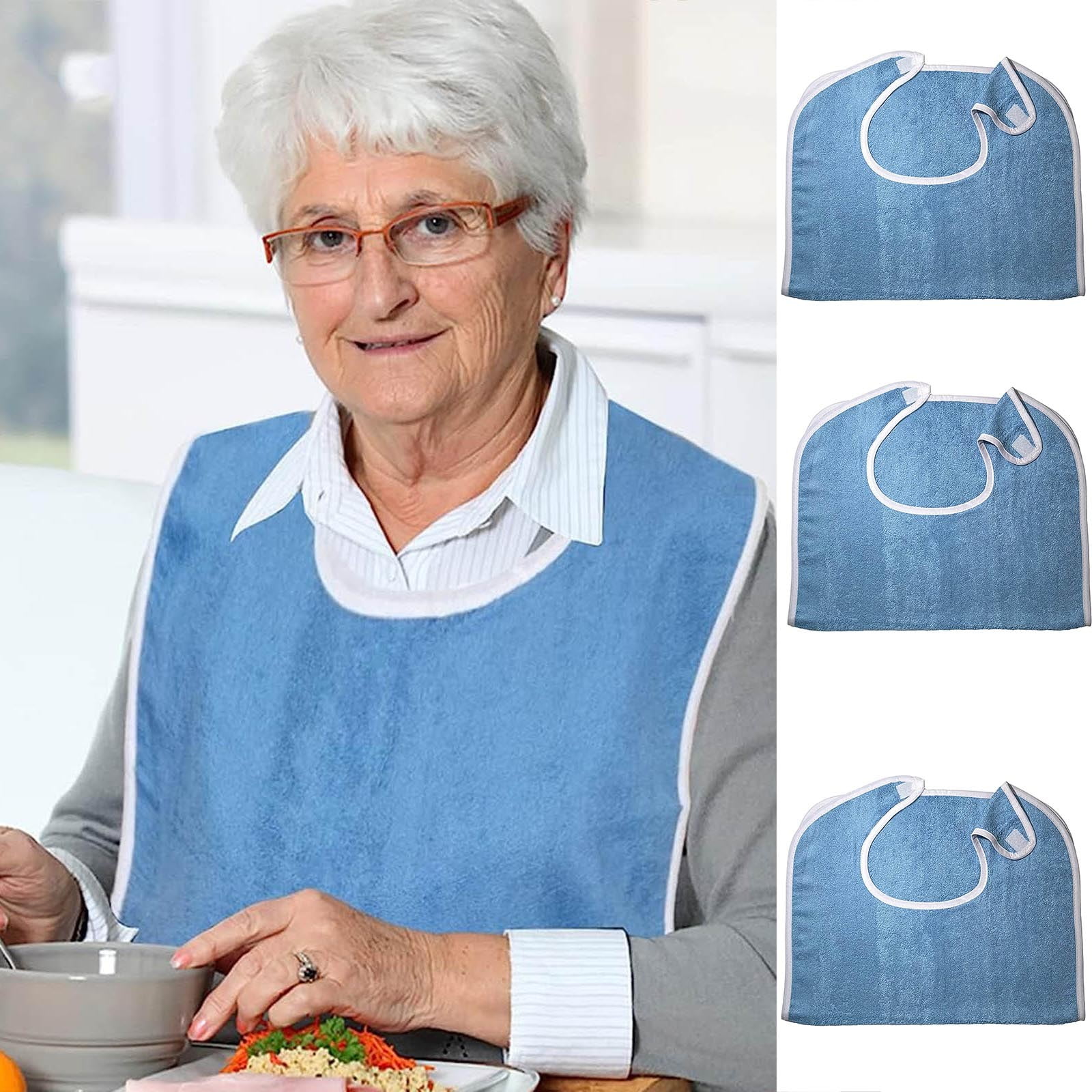 1 Pack Unisex Adult Bibs for Elderly Women Men, Waterproof Bib for ...