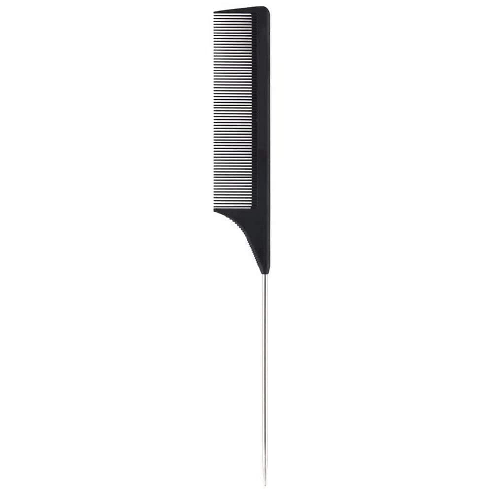 Ziediop Stainless Steel Rat Tail Comb, Carbon Fiber Fine Tooth, Black ...