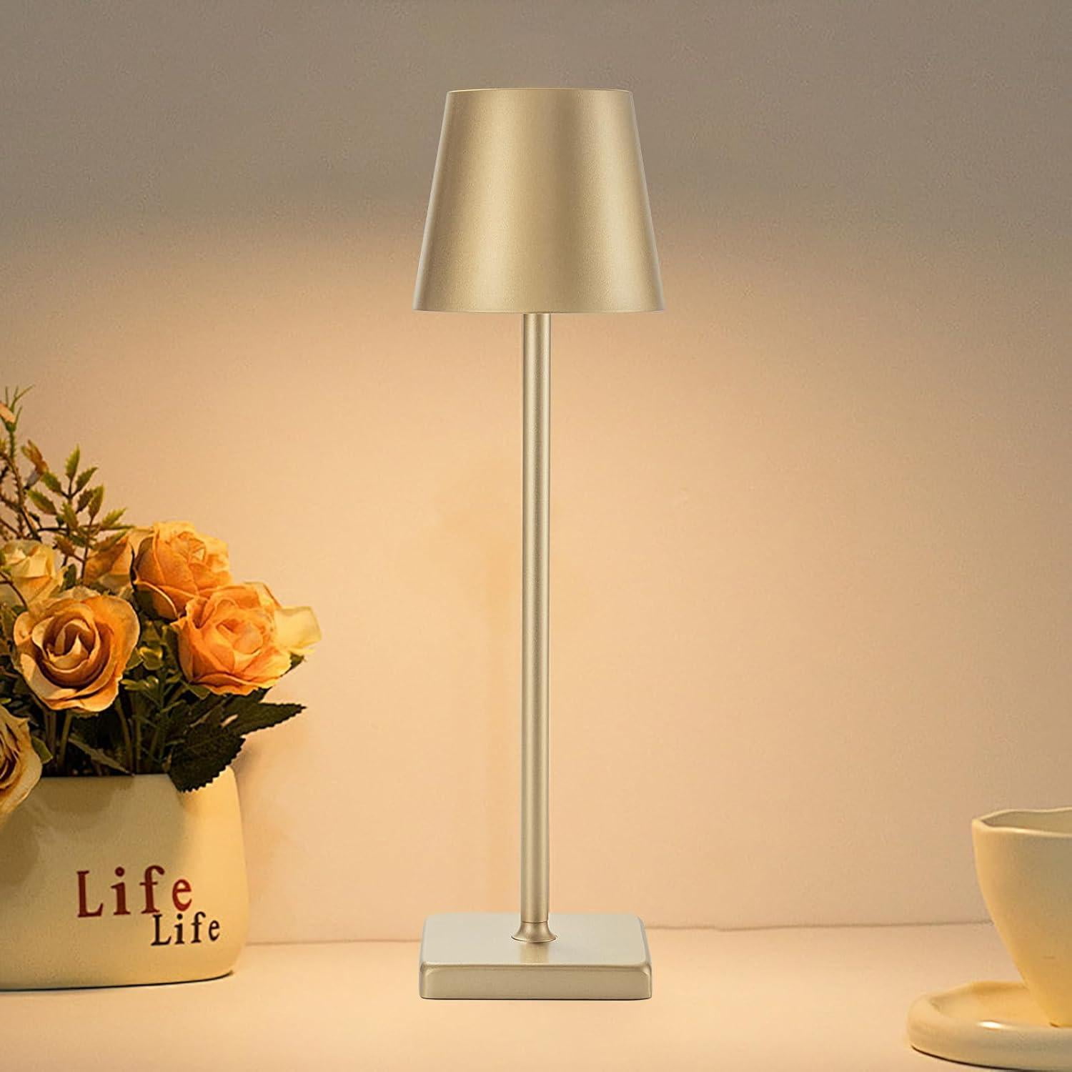 1 Pack Rechargeable Cordless Table Lamps, 5200mAh Battery Touch Table ...