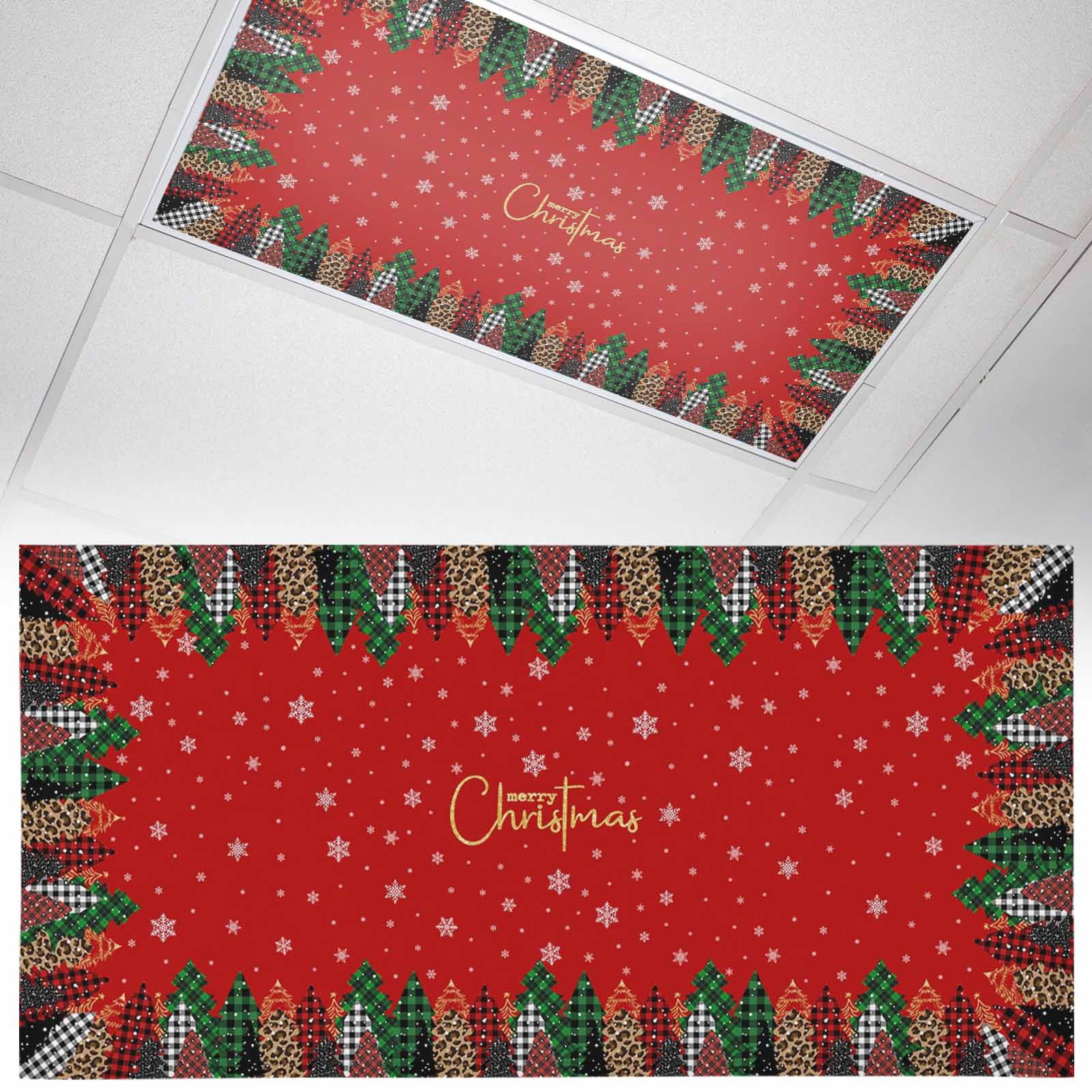 1 Pack Red Christmas Fluorescent Light Covers for Ceiling Lights ...