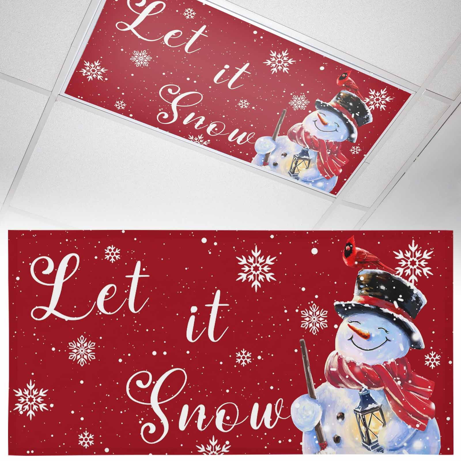 1 Pack Red Winter Fluorescent Light Covers for Ceiling Lights Christmas ...