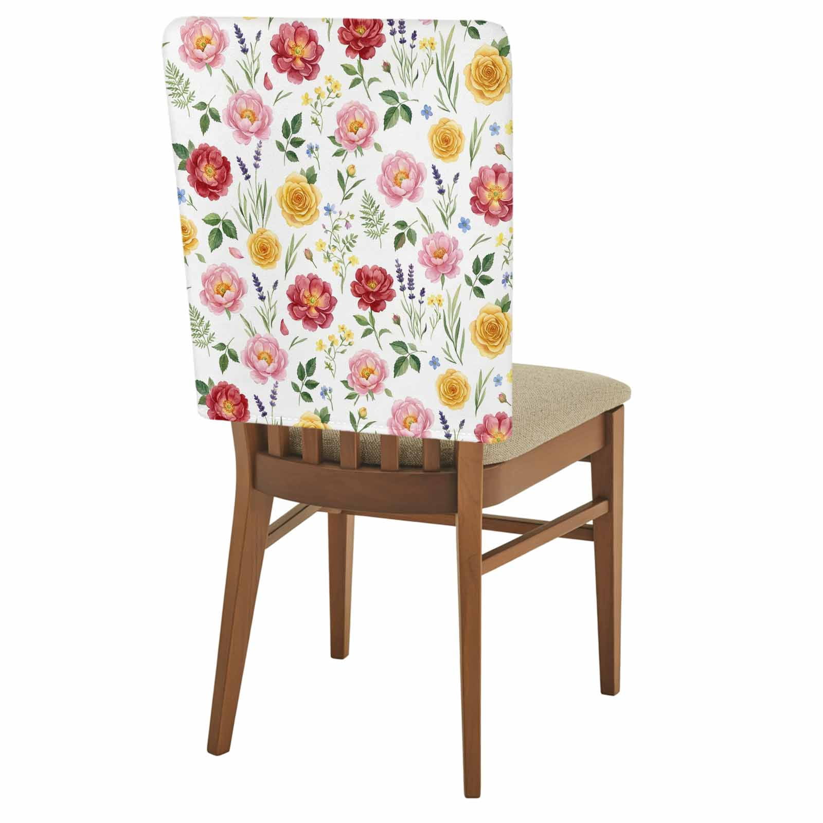 1 Pack Red Yellow Pink Rose Chair Back Covers Blue Flower Green Leaf ...