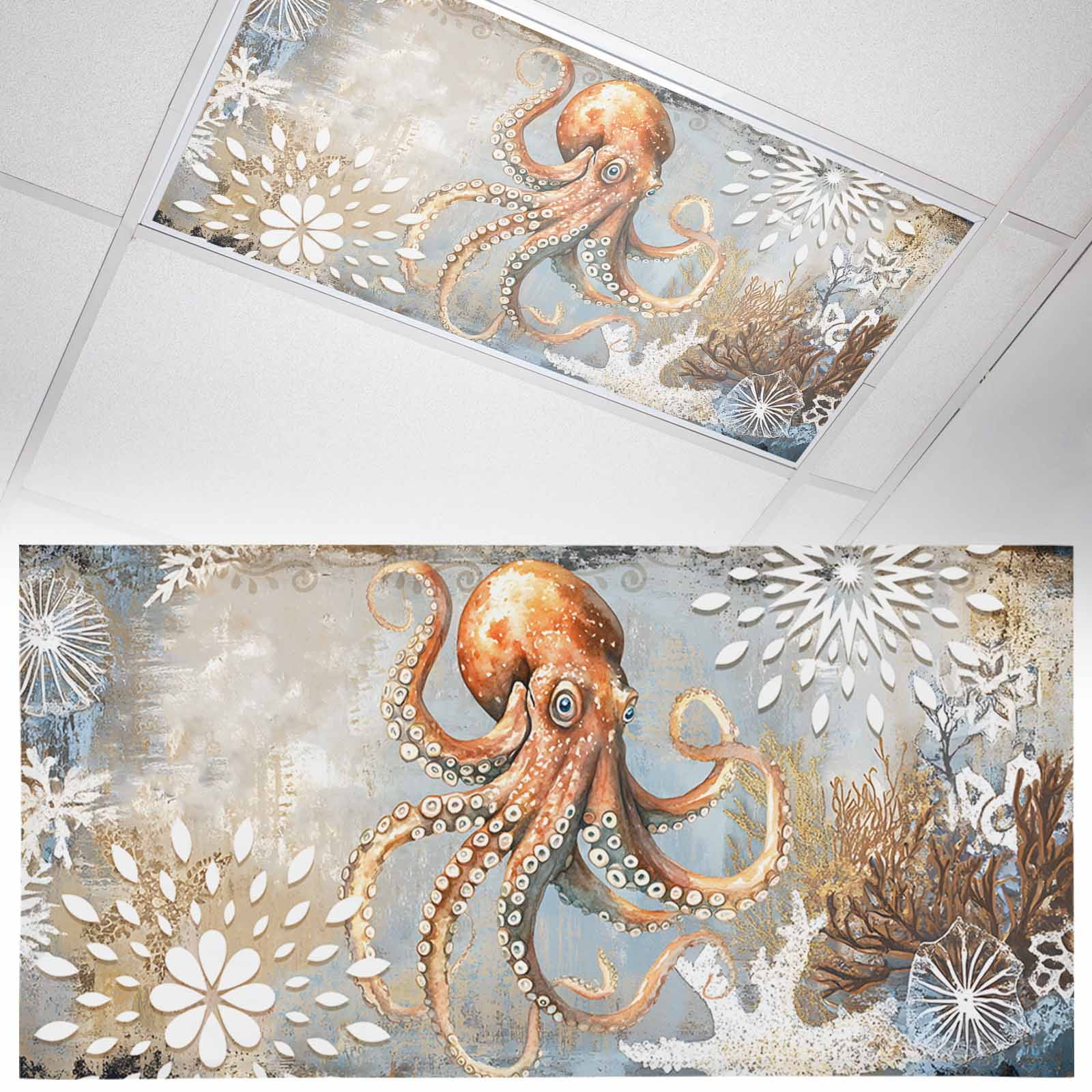 1 Pack Retro Abstract Ocean Octopus Fluorescent Light Covers for ...