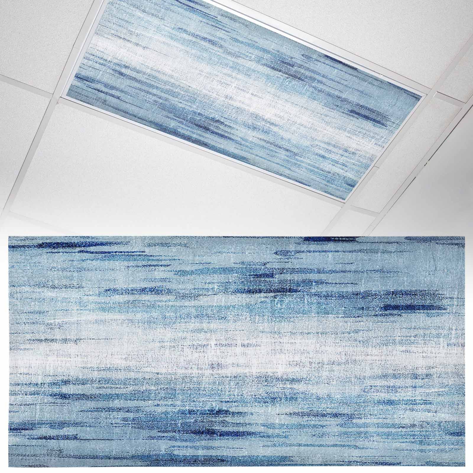 1 Pack Retro Blue Fluorescent Light Covers for Ceiling Lights Texture ...