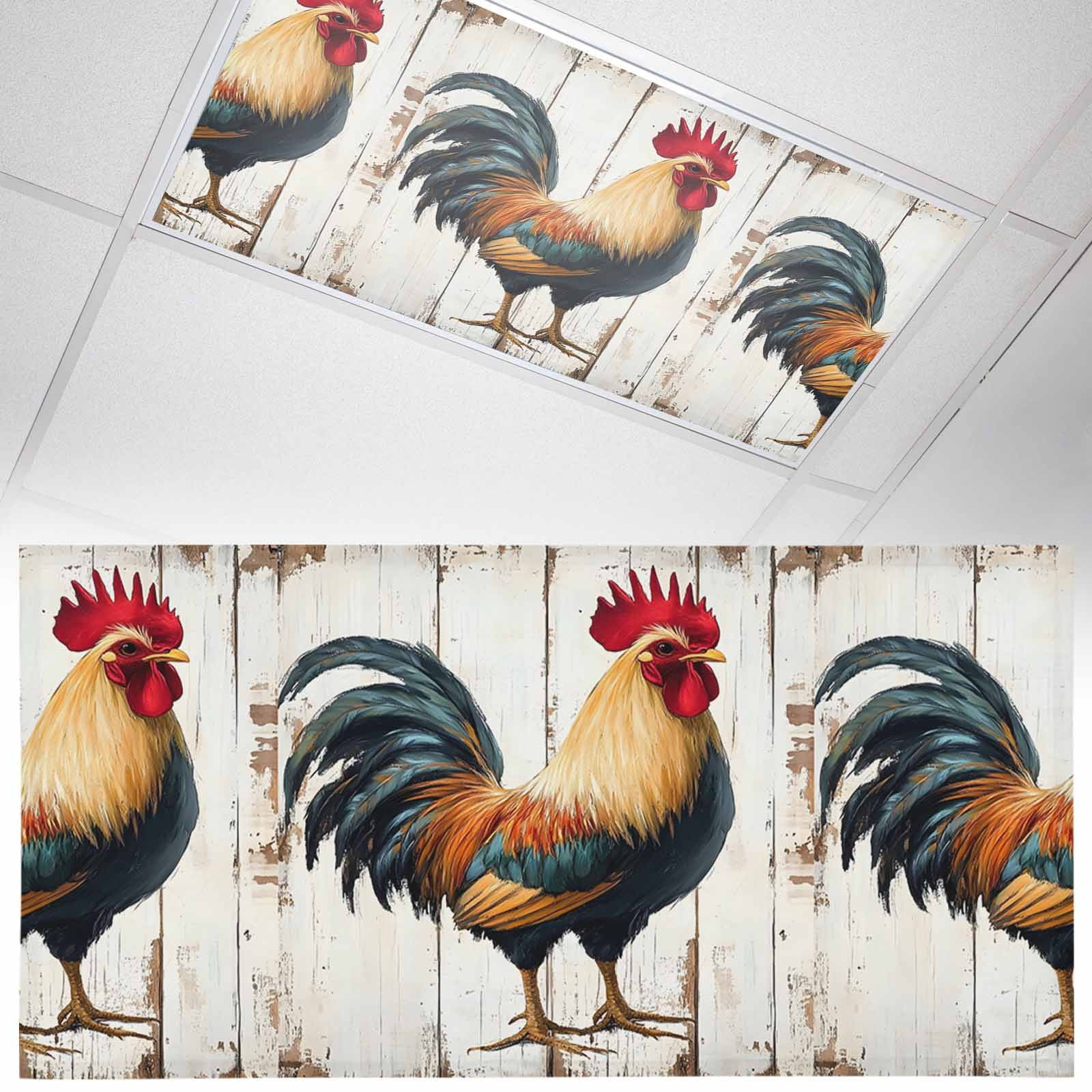 1 Pack Retro Rooster Fluorescent Light Covers for Ceiling Lights ...