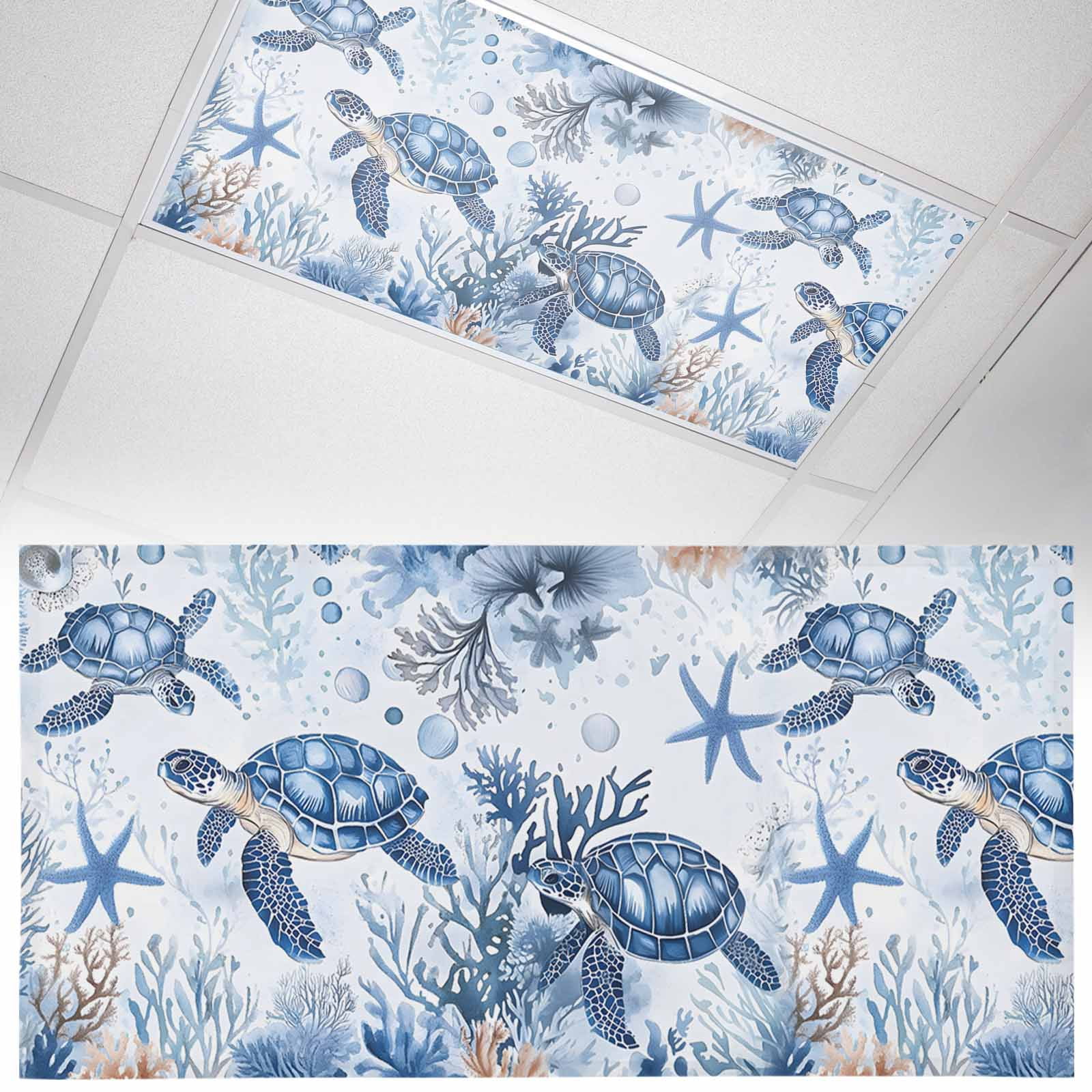 1 Pack Retro Sea Turtles Fluorescent Light Covers for Ceiling Lights ...