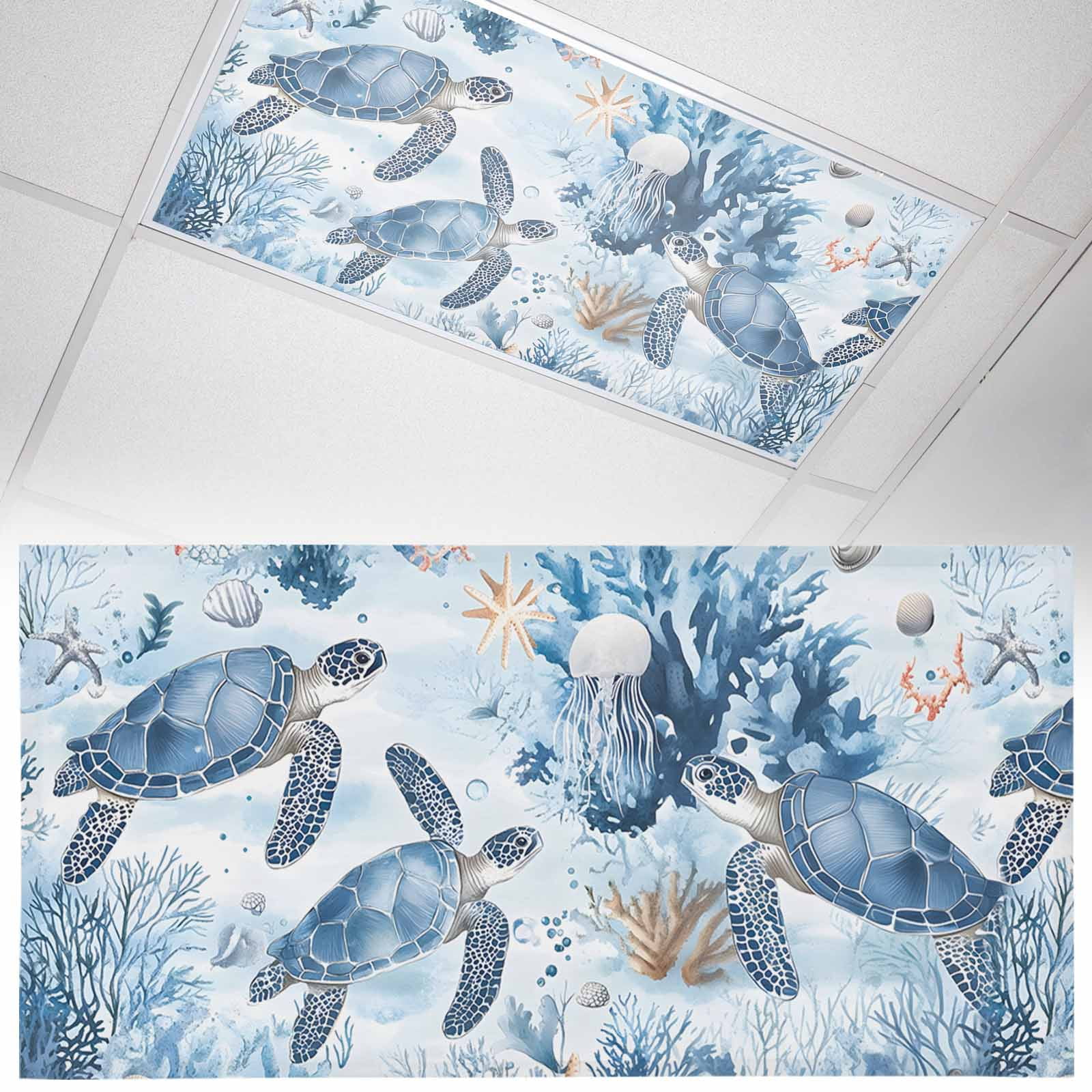 1 Pack Retro Sea Turtles Fluorescent Light Covers for Ceiling Lights ...