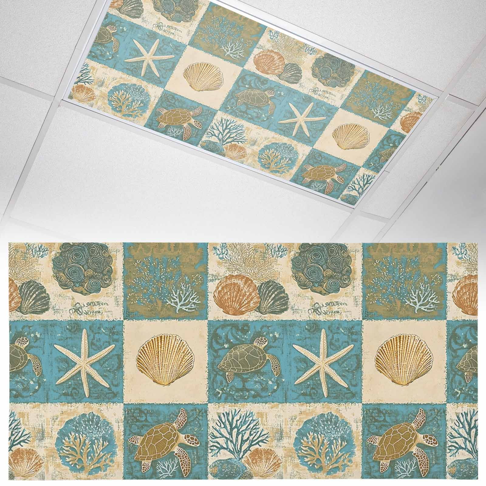 1 Pack Retro Turtle Starfish Shell Fluorescent Light Covers for Ceiling ...